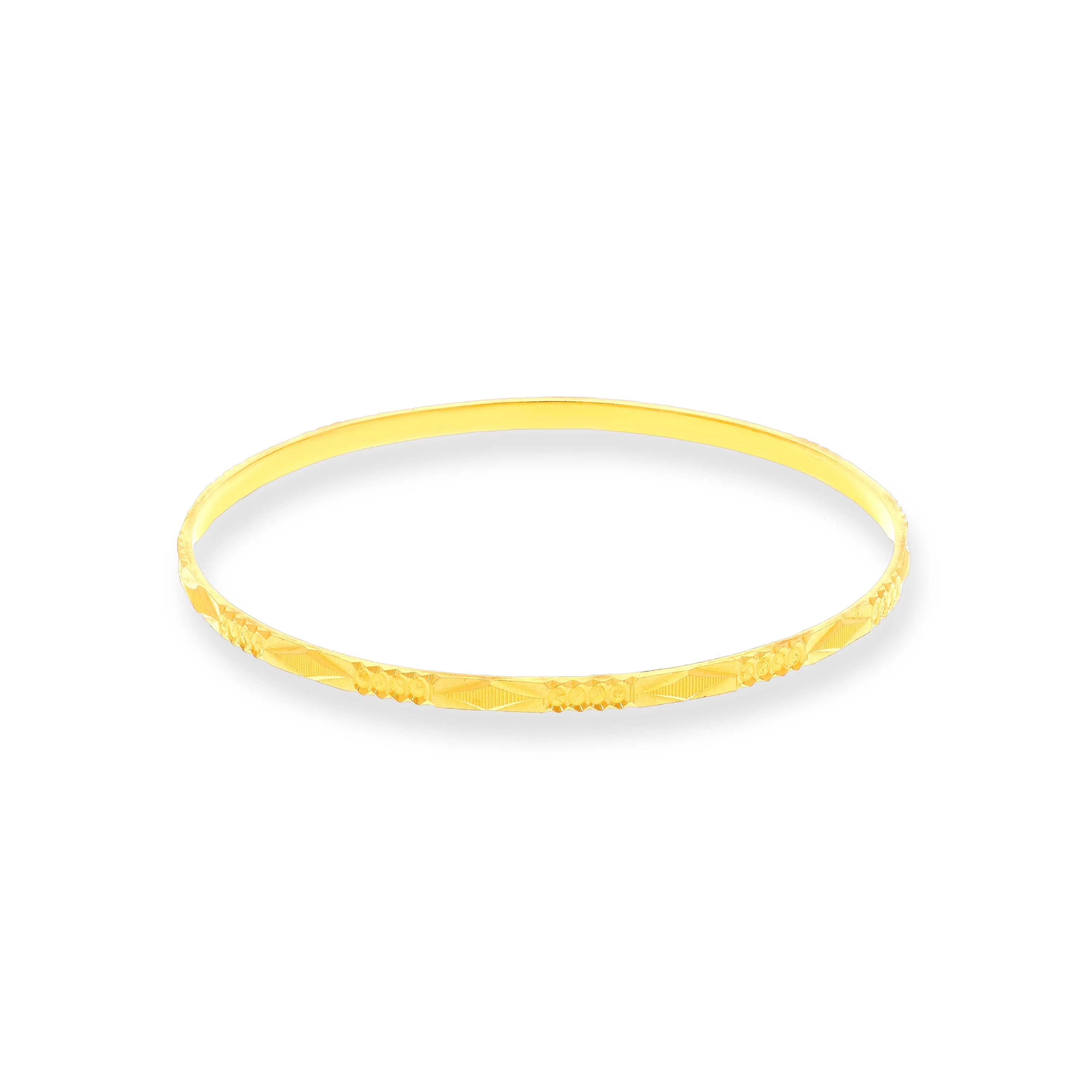 Classic Diamond Cut Pattern 22KT Gold Bangle For Women