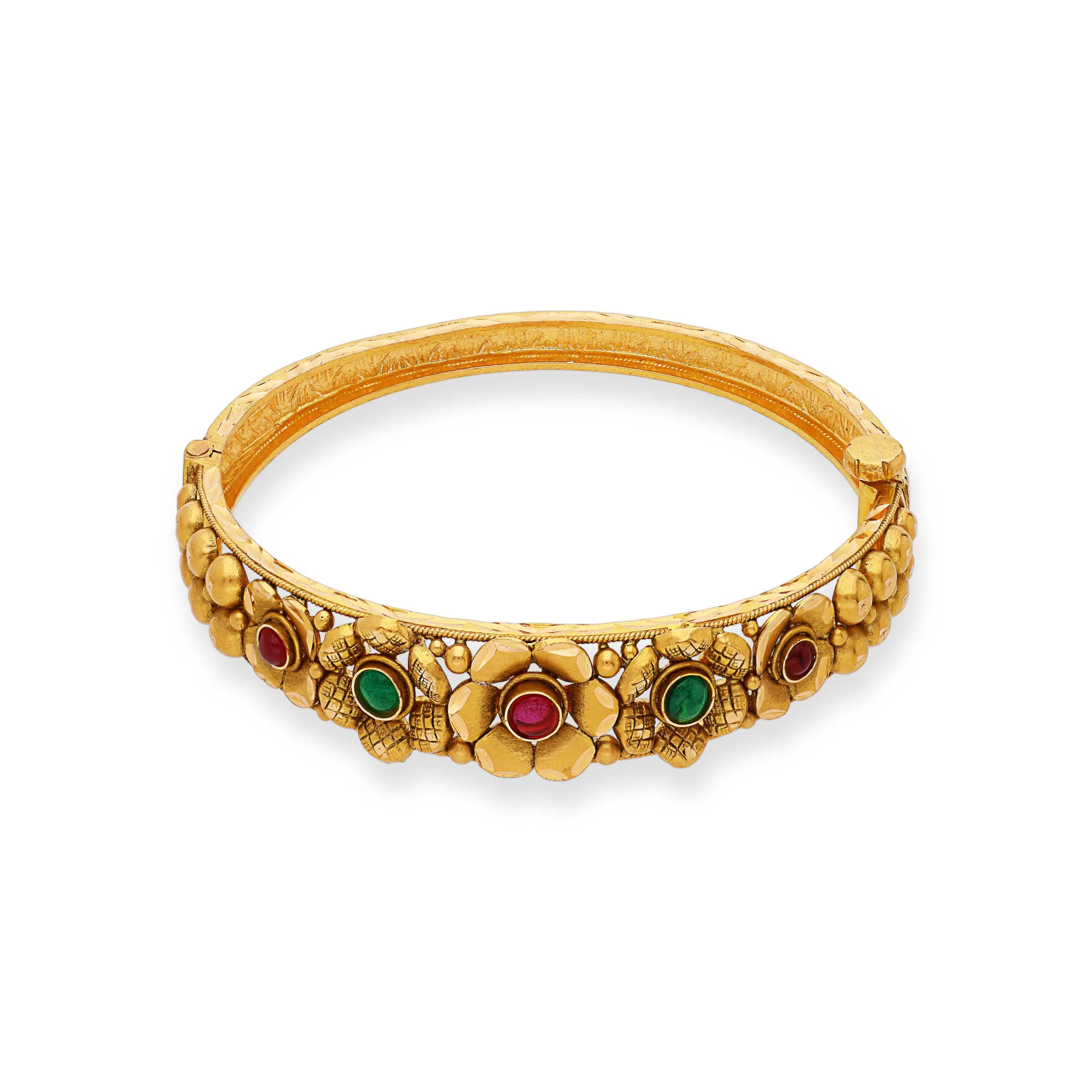 Premium Antique Finished And Studded 22KT Gold Bangles