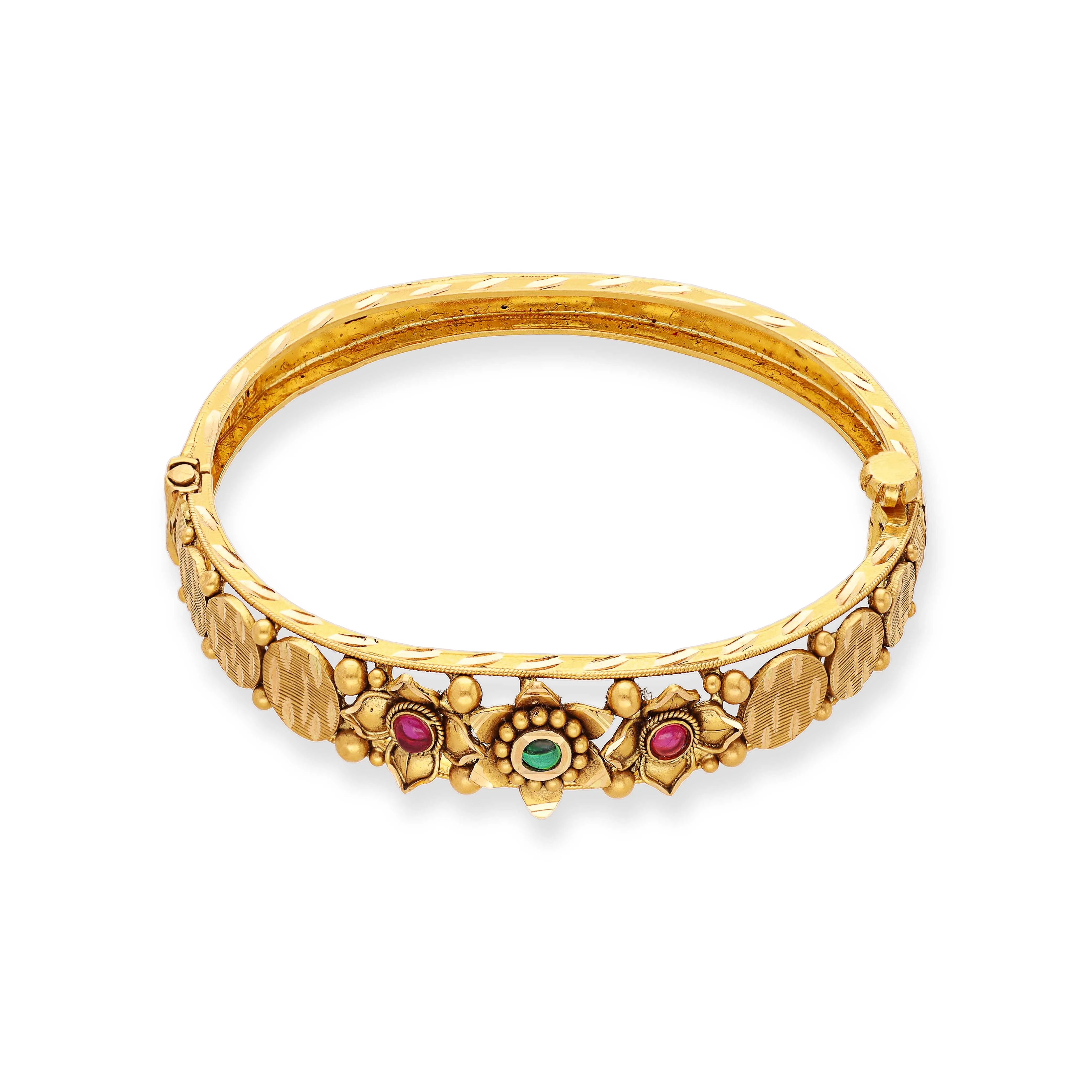 Antique Finished And Studded 22KT Gold Bangles