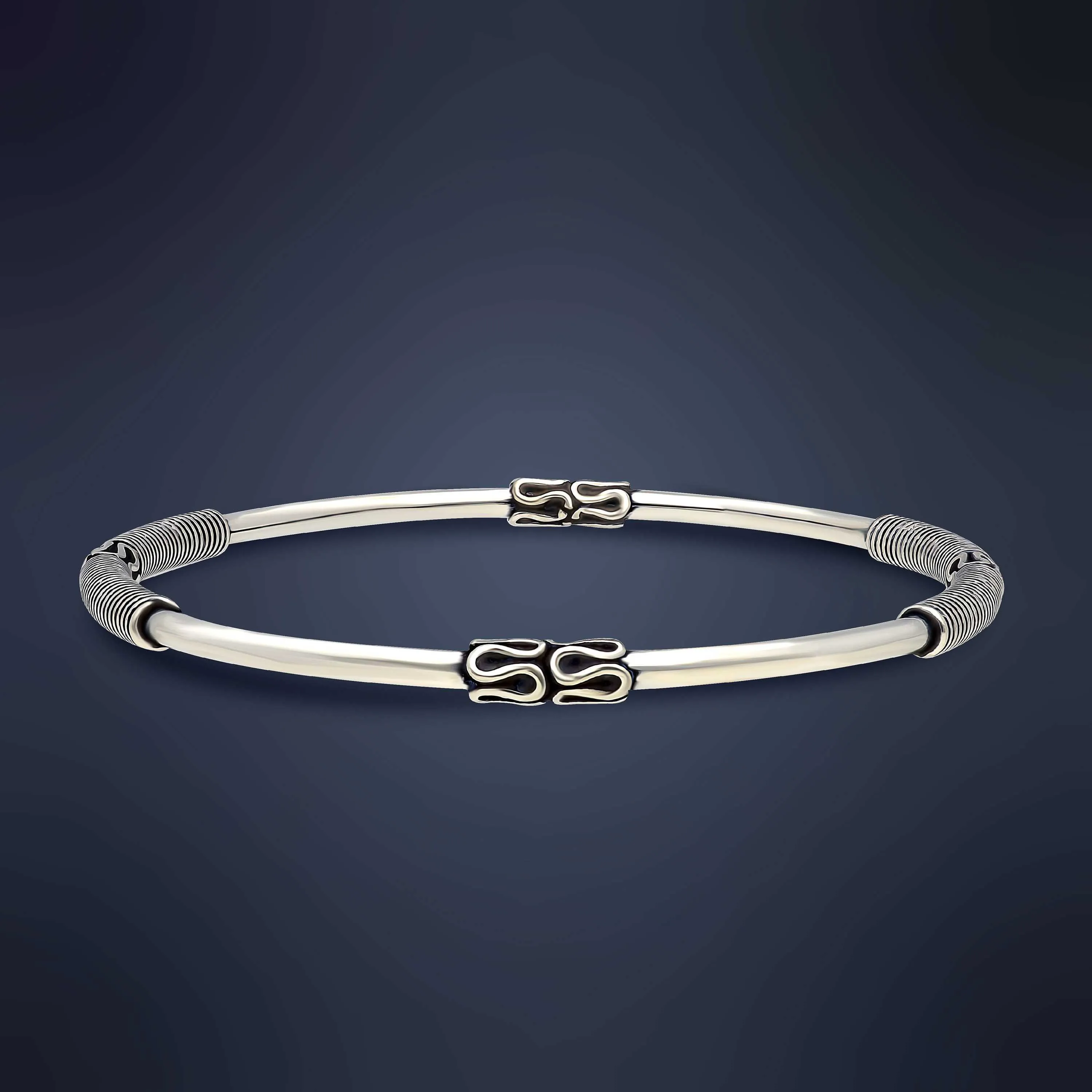 Antique Gothic Silver Bangle