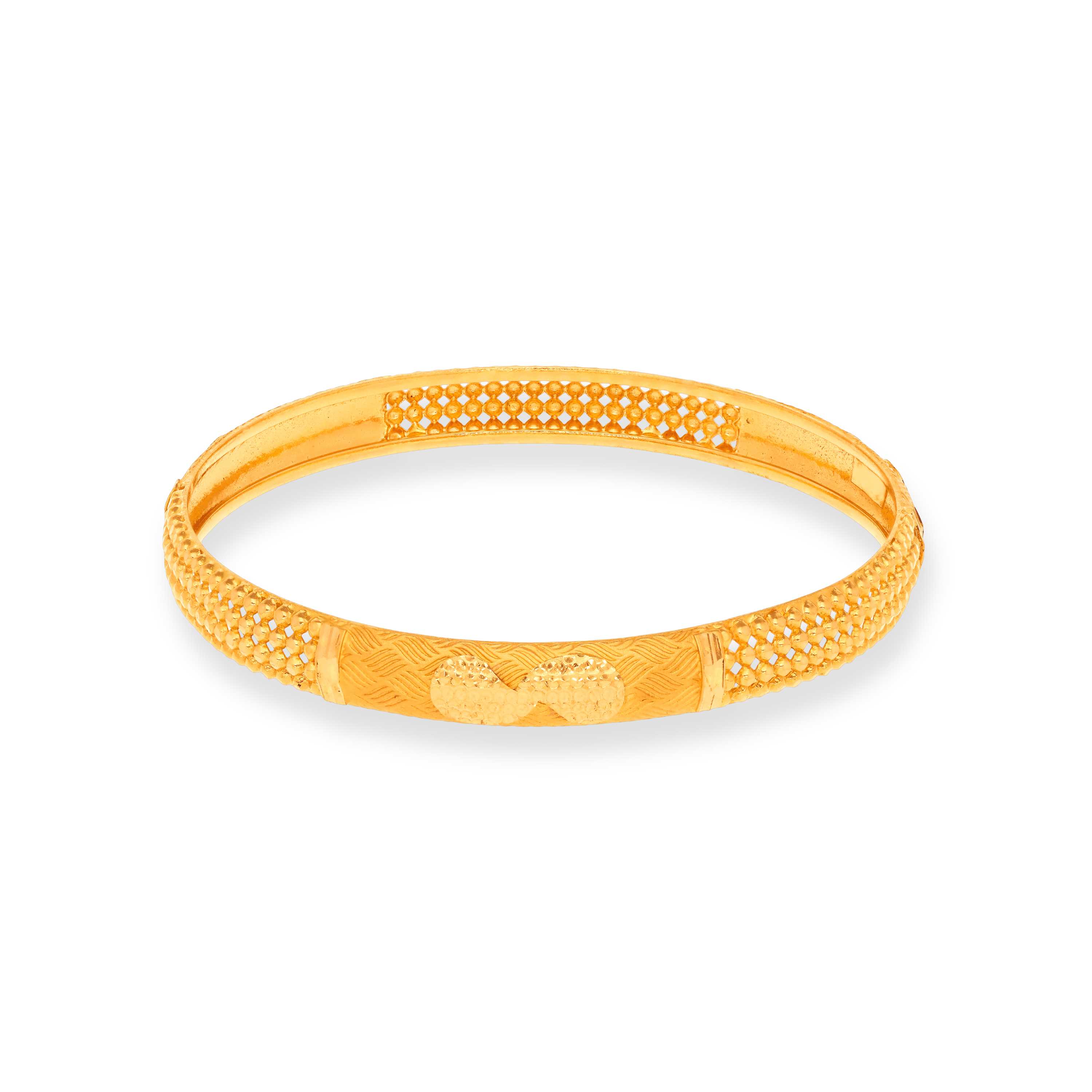 Fancy Matte Finished Bombay Pattern 22KT Gold Bangle