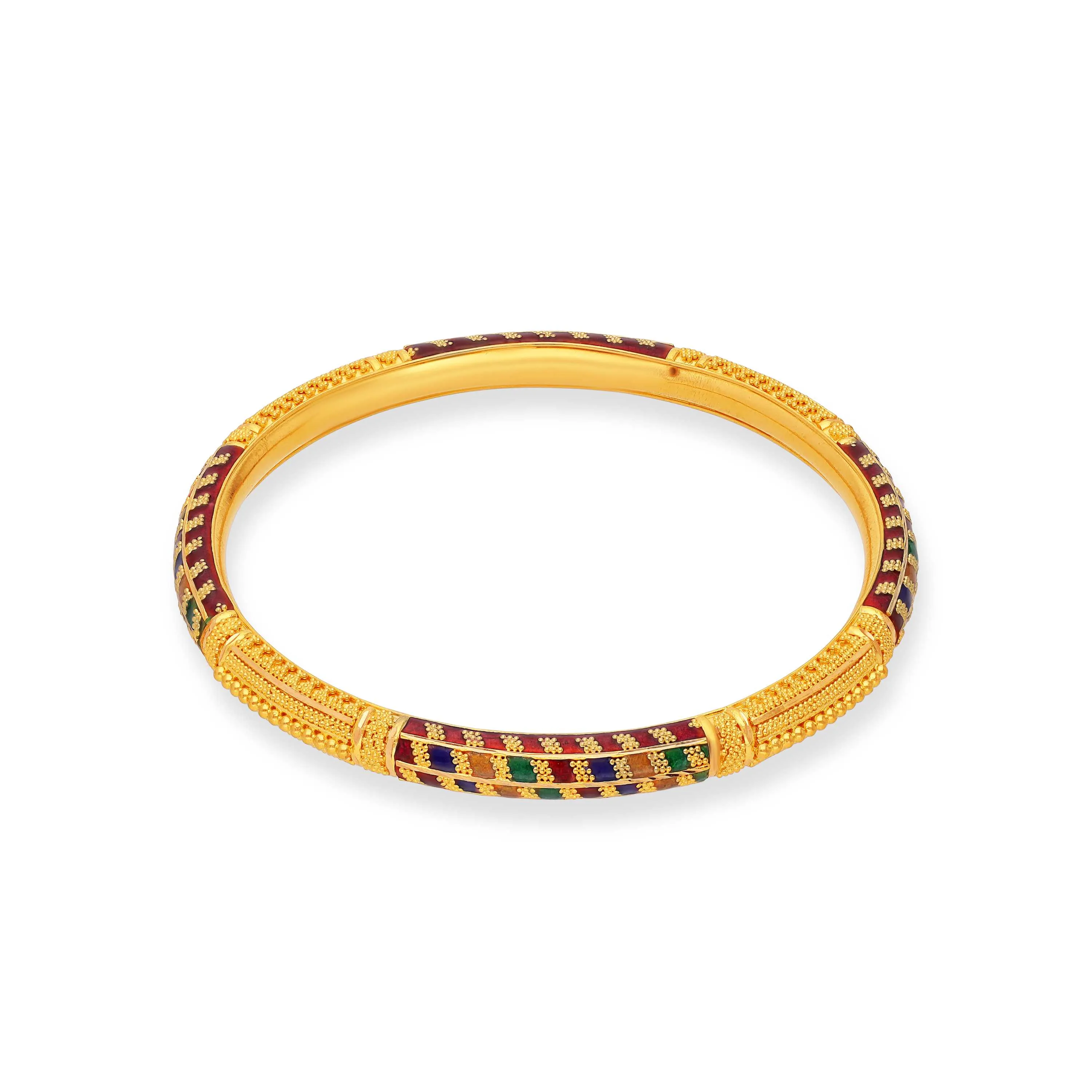 Enamel Worked And Detailed 22KT Gold Bangles