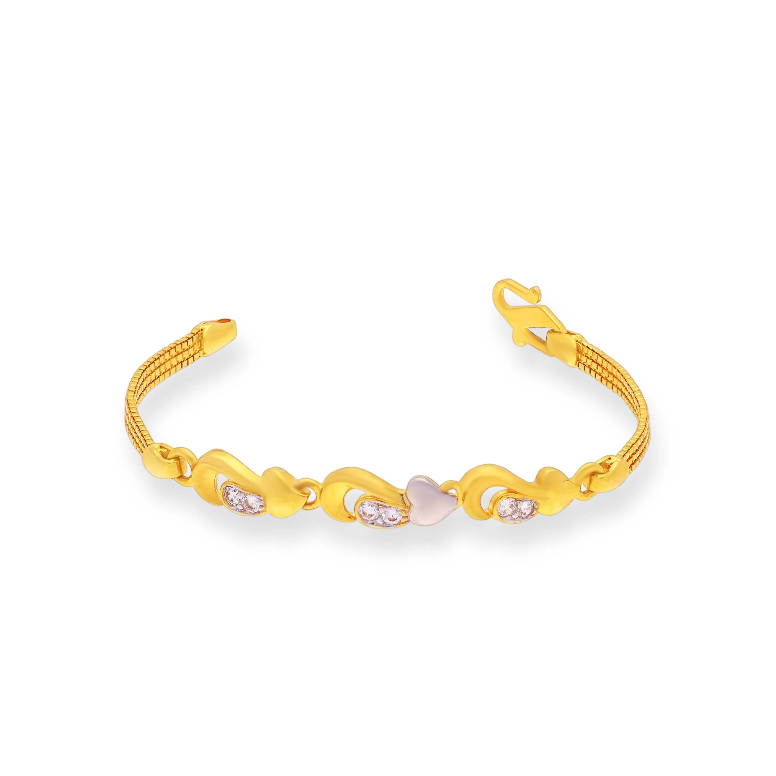 Specially Crafted Matte Finished And Studded 22KT Gold Bracelet For Kids