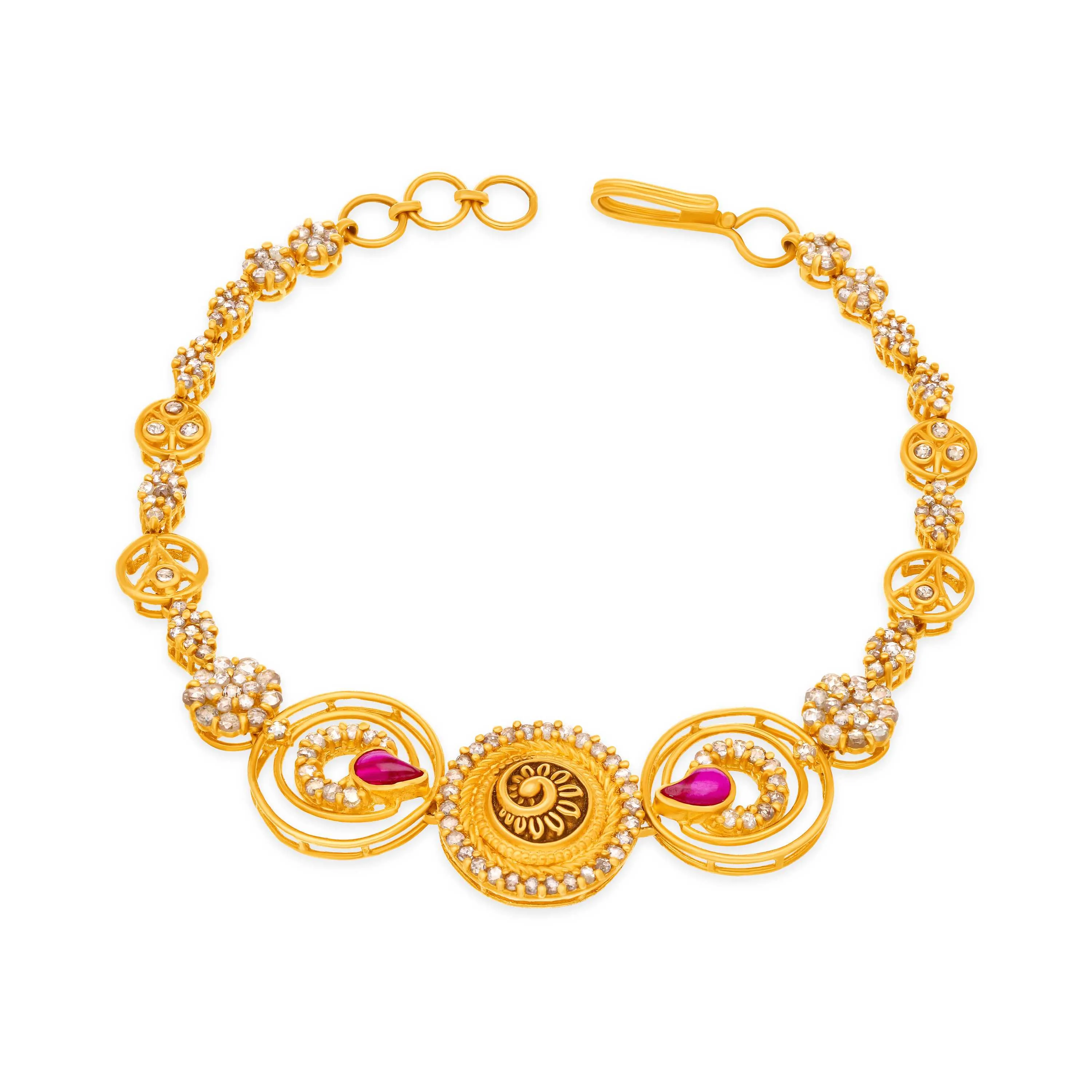 Charming Geometric Pattern 22KT Uncut Diamonds Bracelet