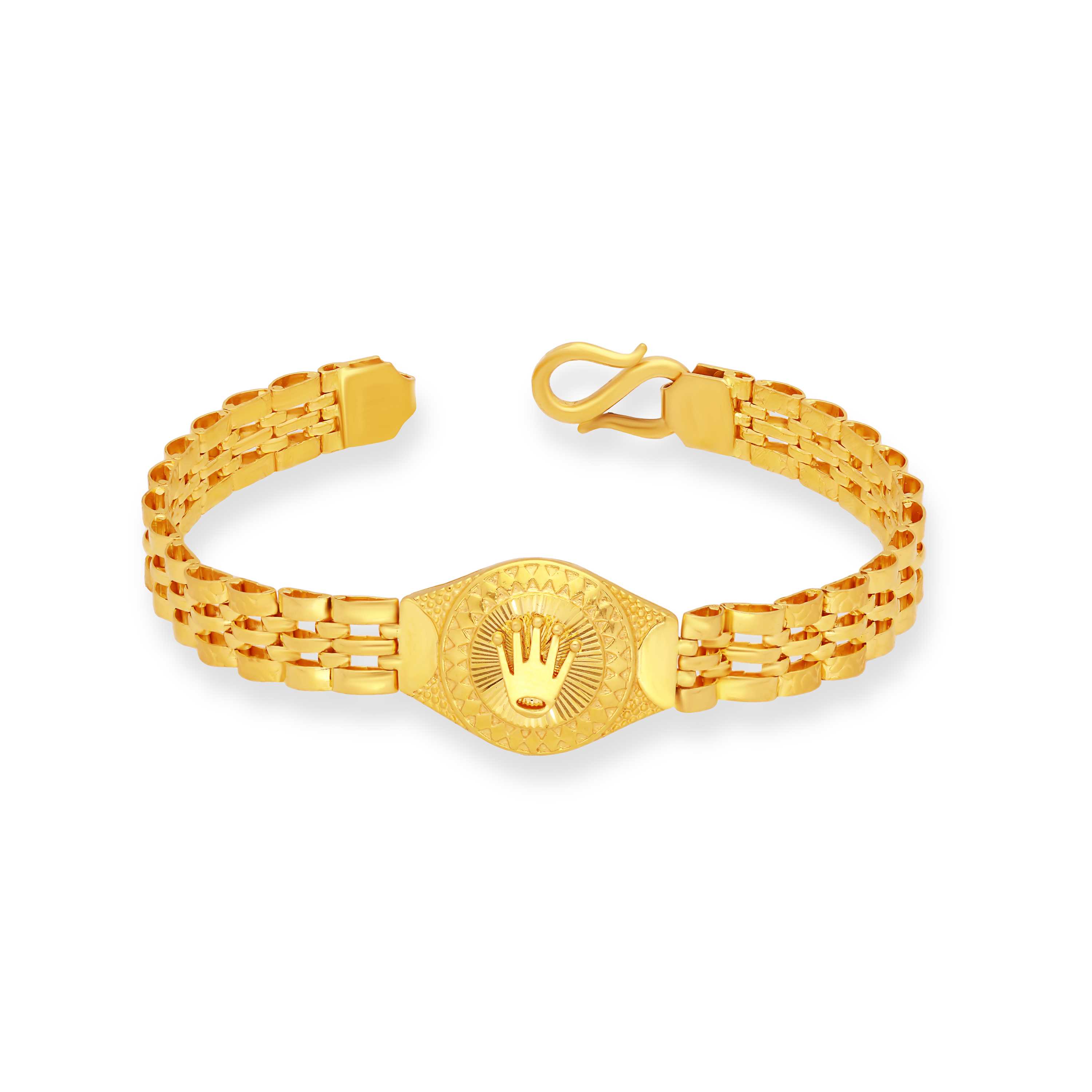 Classic Matte Finished Rolex Logo 22KT Gold Bracelet For Men