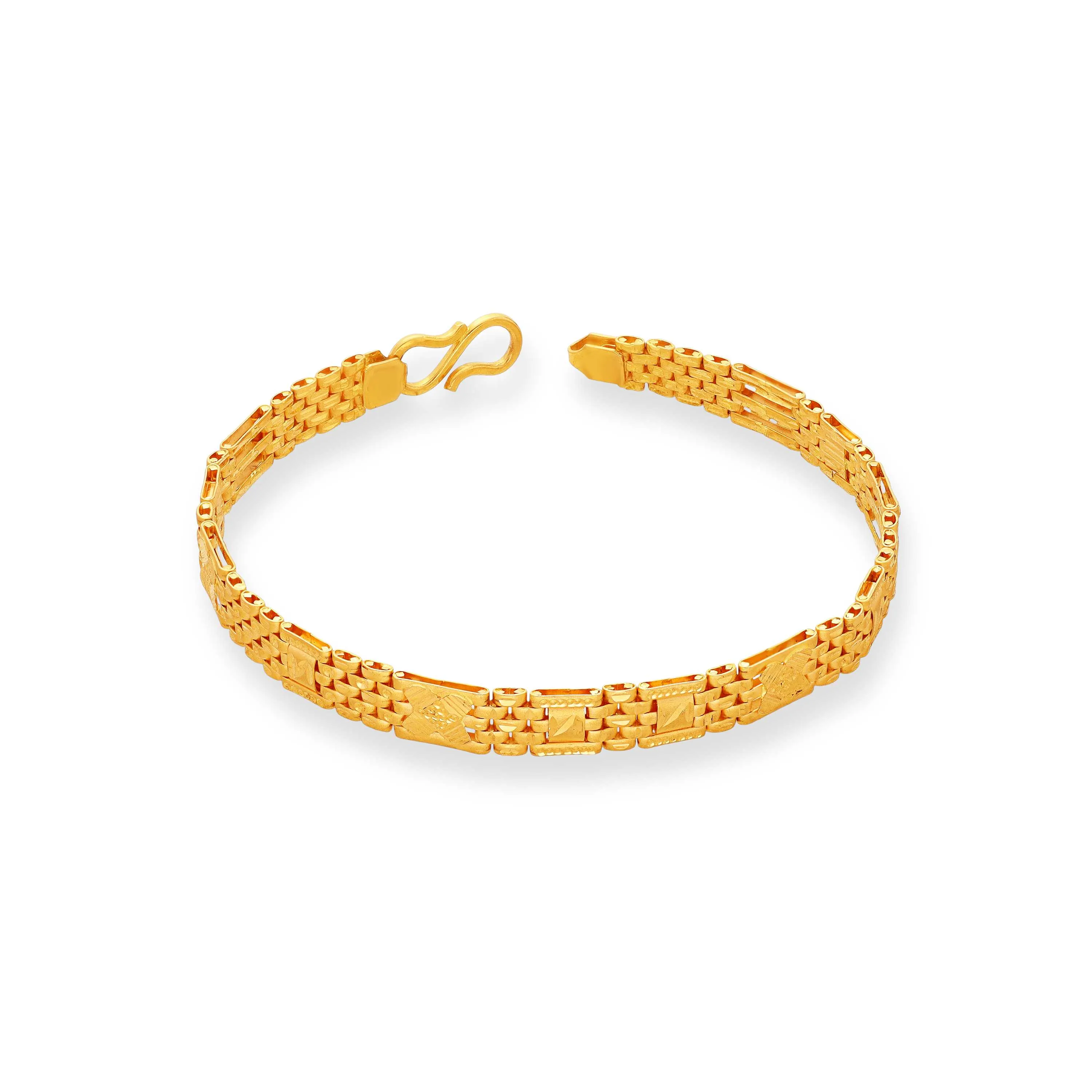 Matte Finished And Detailed 22KT Gold Bracelet