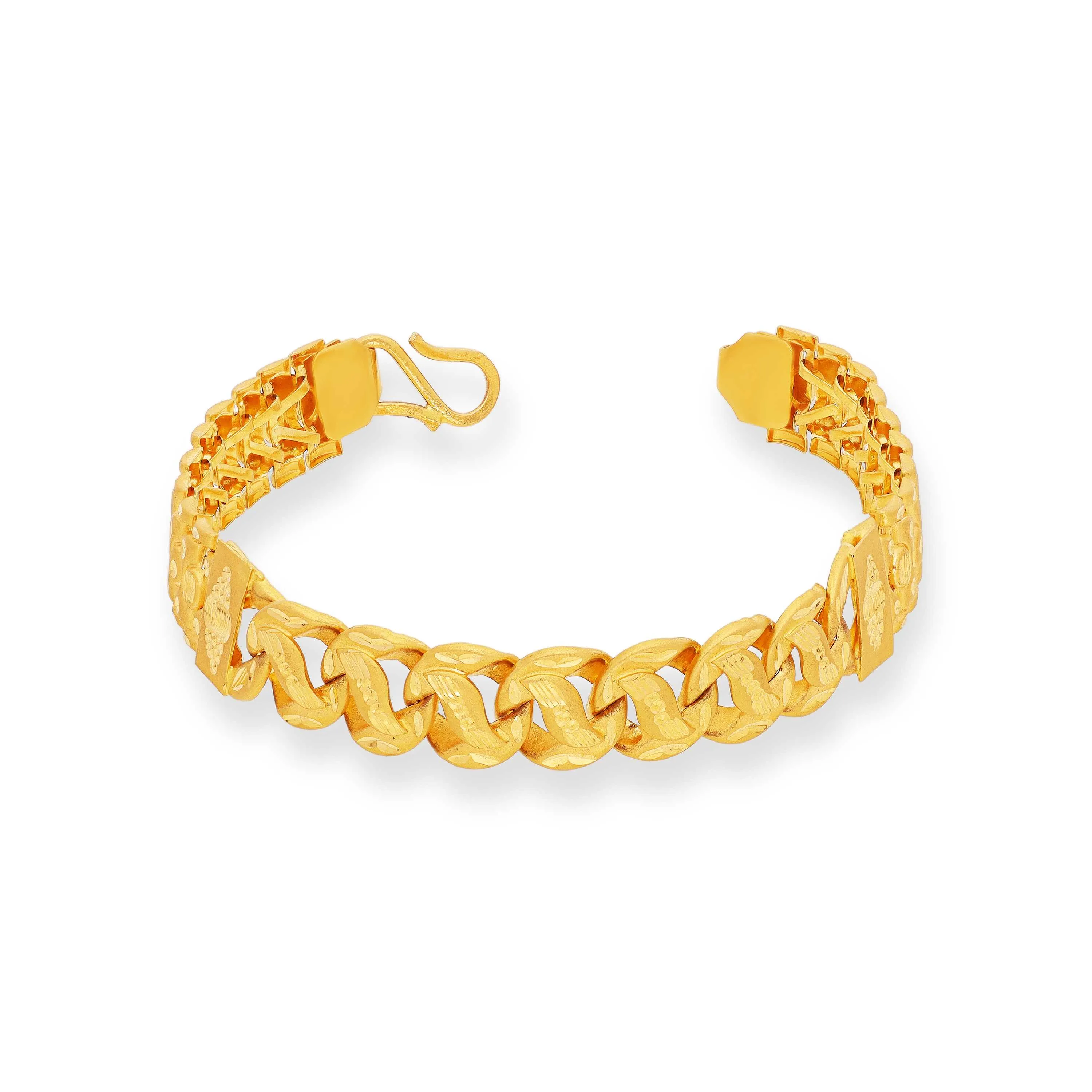 Matte Finished And Detailed 22KT Gold Bracelet