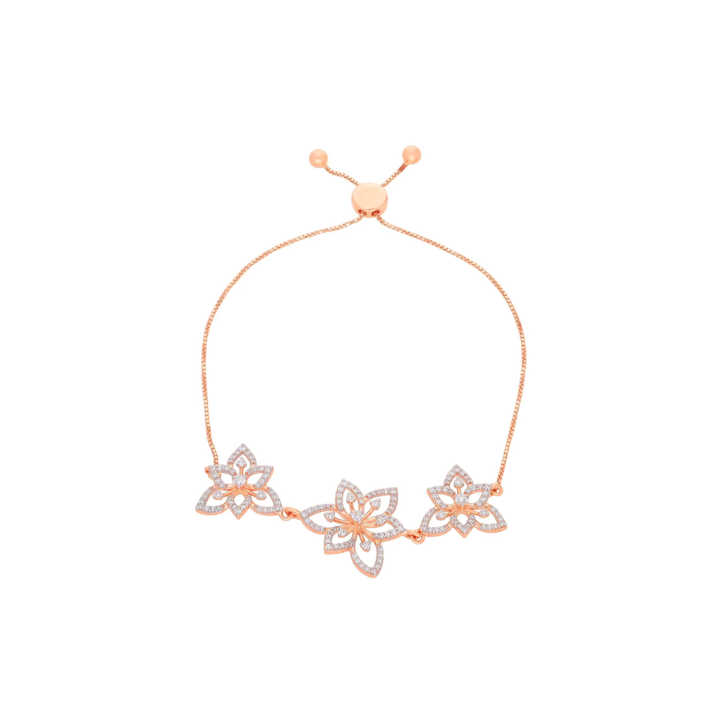 Glamorously Detailed And Diamond Studded 18KT Rose Gold Bracelet