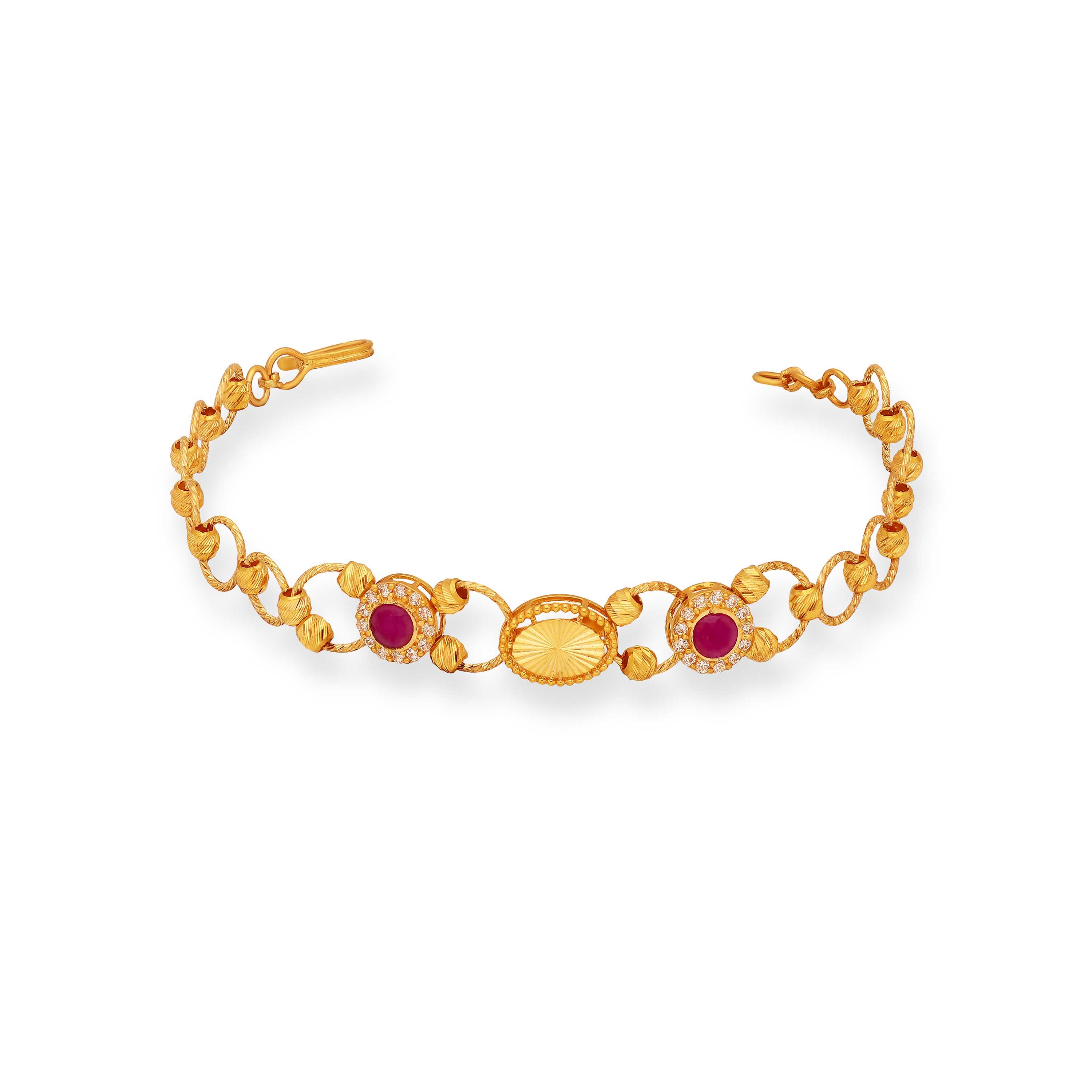 Charming Turkey Pattern 22KT Gold Enamel Worked Bracelet