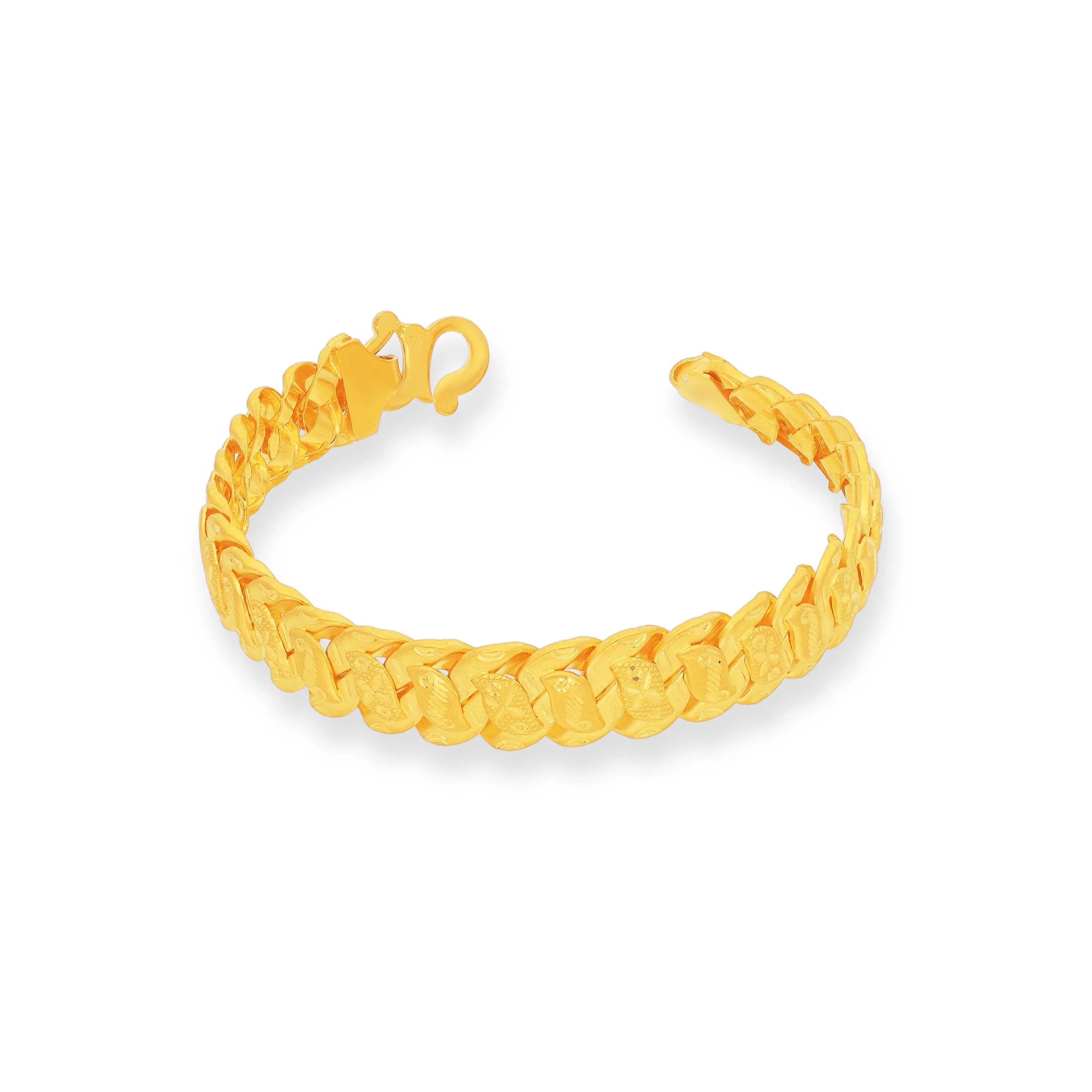 Classic Matte Finished And Detailed 22KT Gold Bracelet