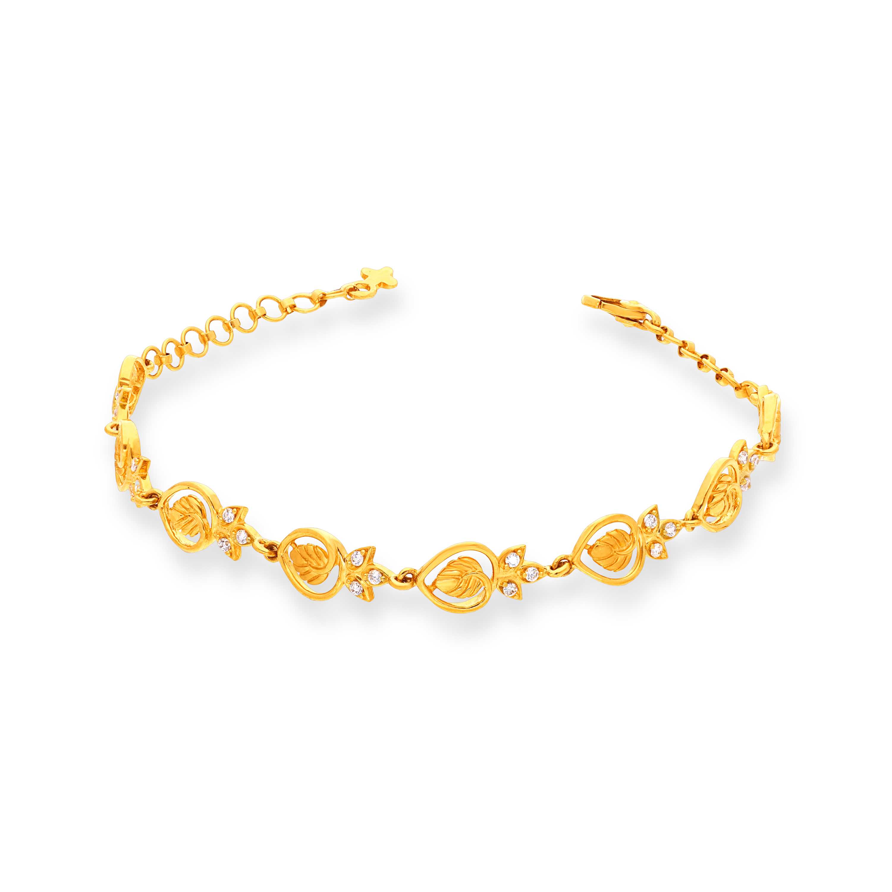 Premium Matte Finished And Studded 22KT Gold Bracelet