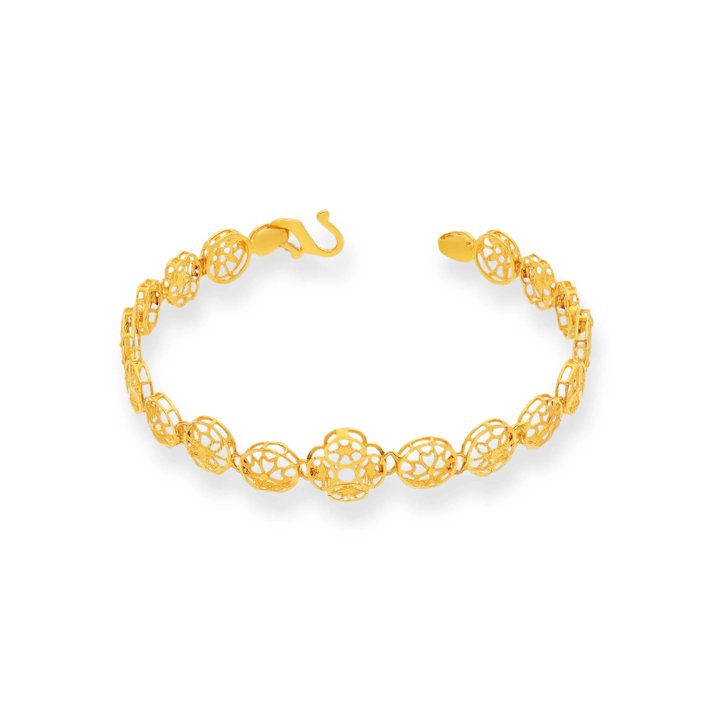 Matte Finished And Detailed 22KT Gold Bracelet