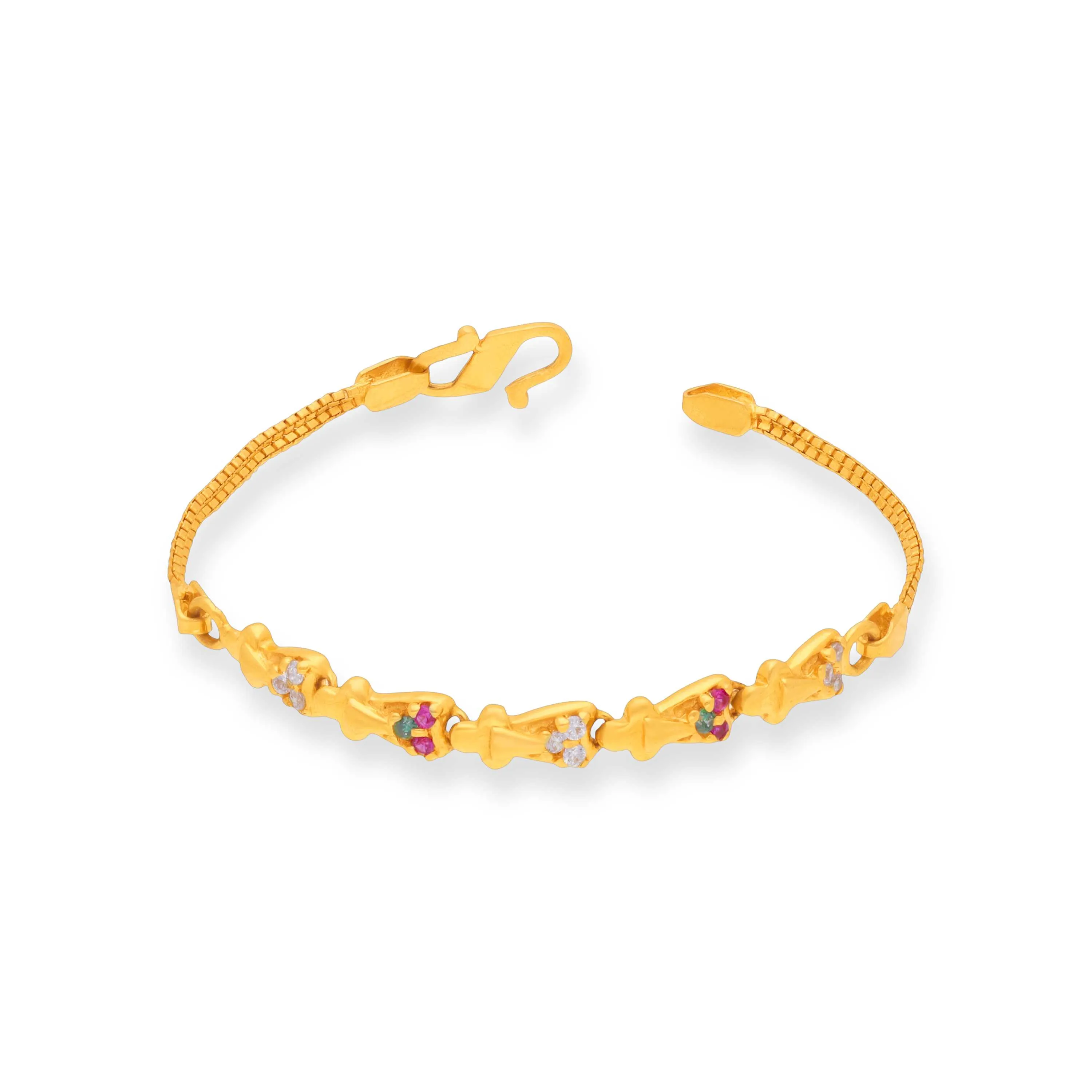 Specially Crafted And Studded 22KT Gold Bracelet For Kids