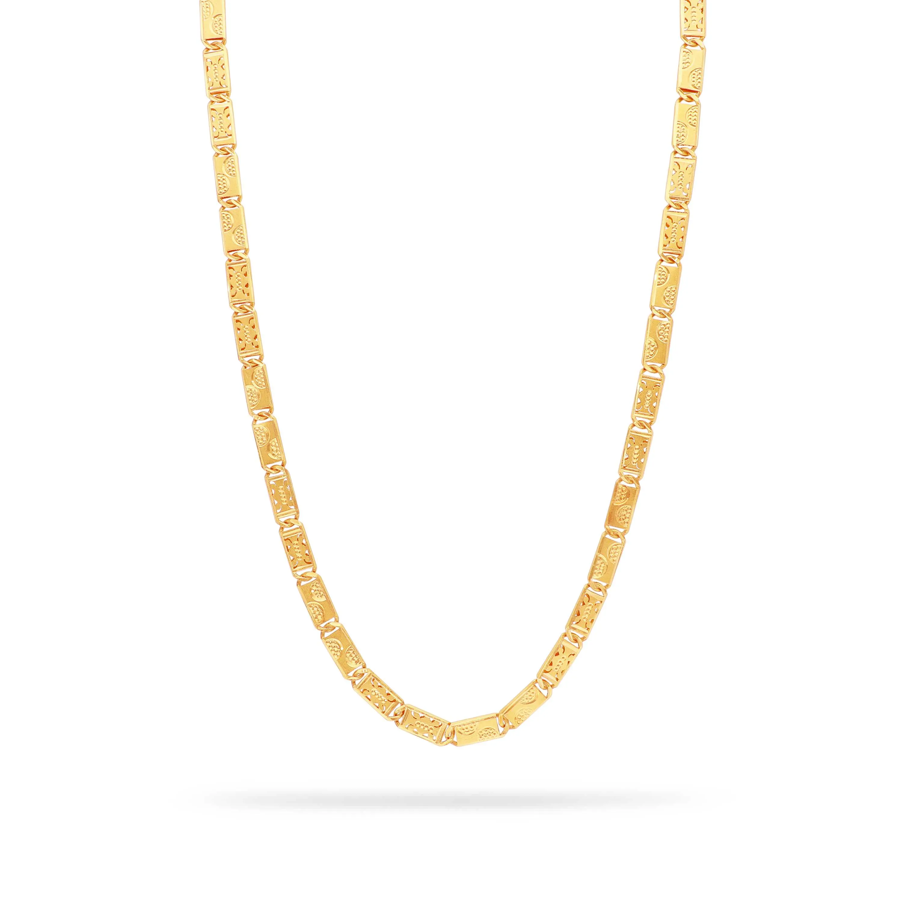 Traditionally Crafted And Detailed 22KT Gold Chain For Men