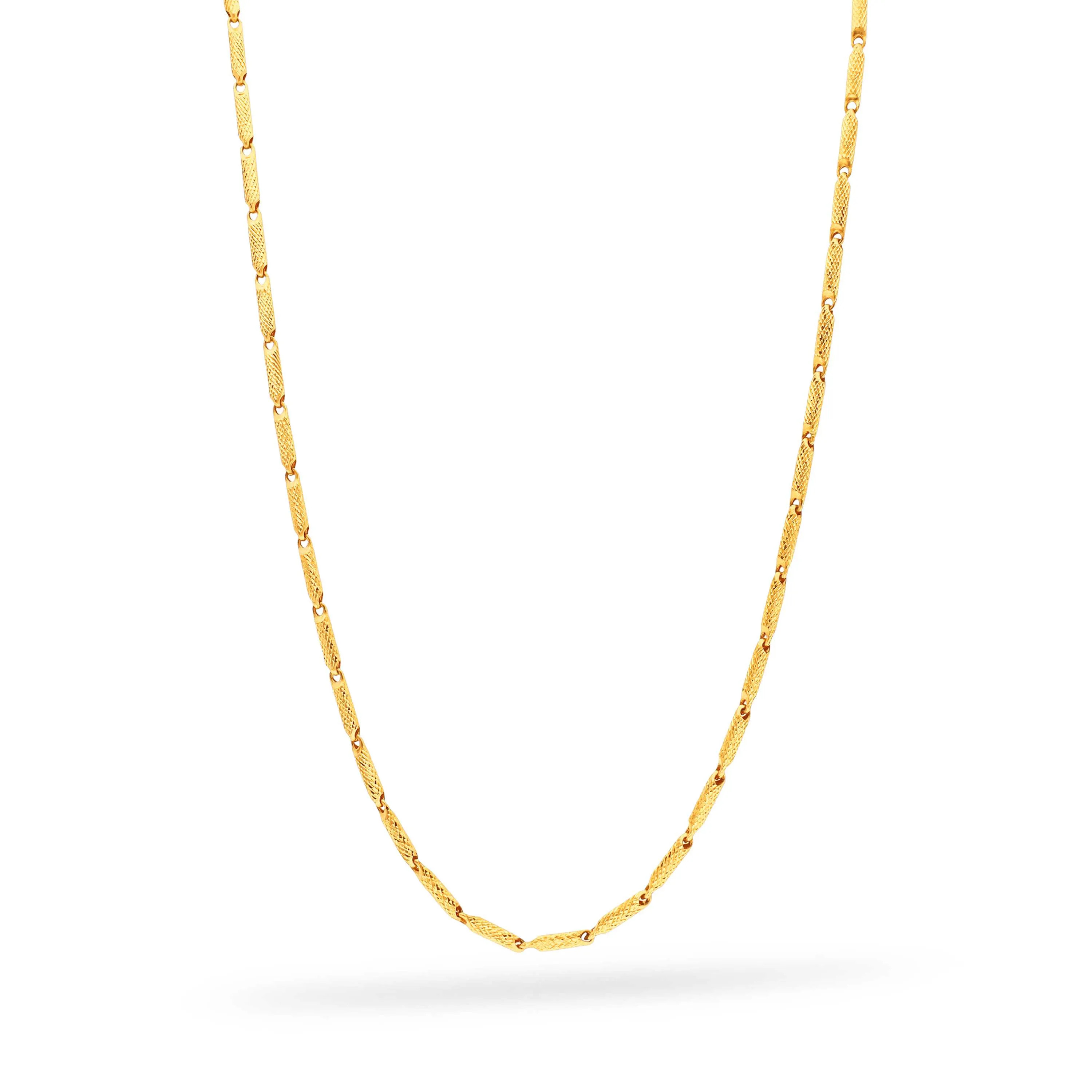Classic Finely Detailed And Crafted 22KT Gold Choco Chain