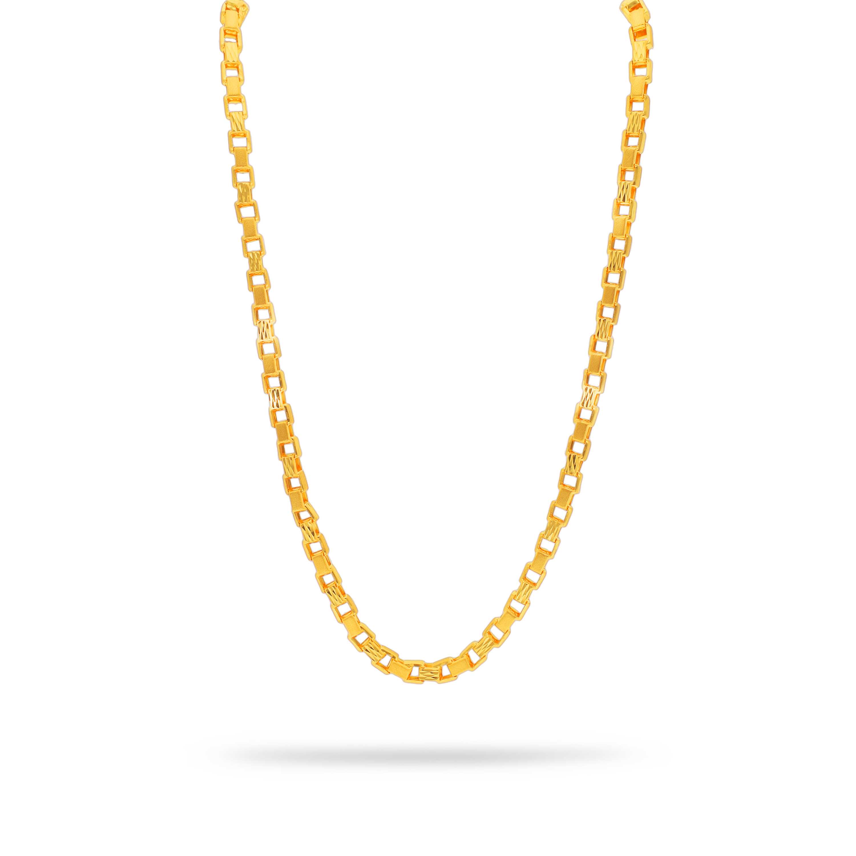 Classic Matte Finished And Detailed 22KT Gold Choco Chain For Men