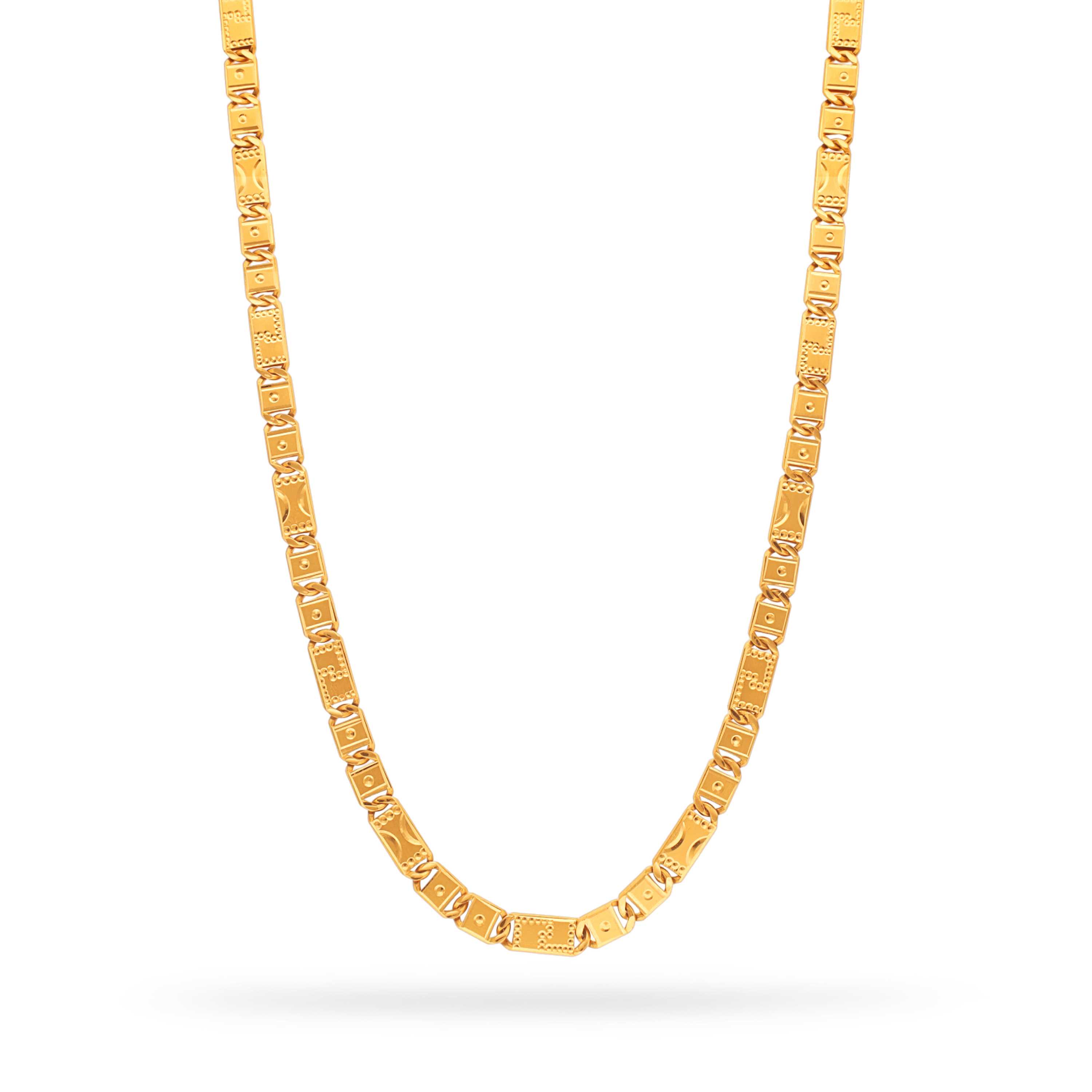 Classic Matte Finished Nawabi Pattern 22KT Gold Chain For Men