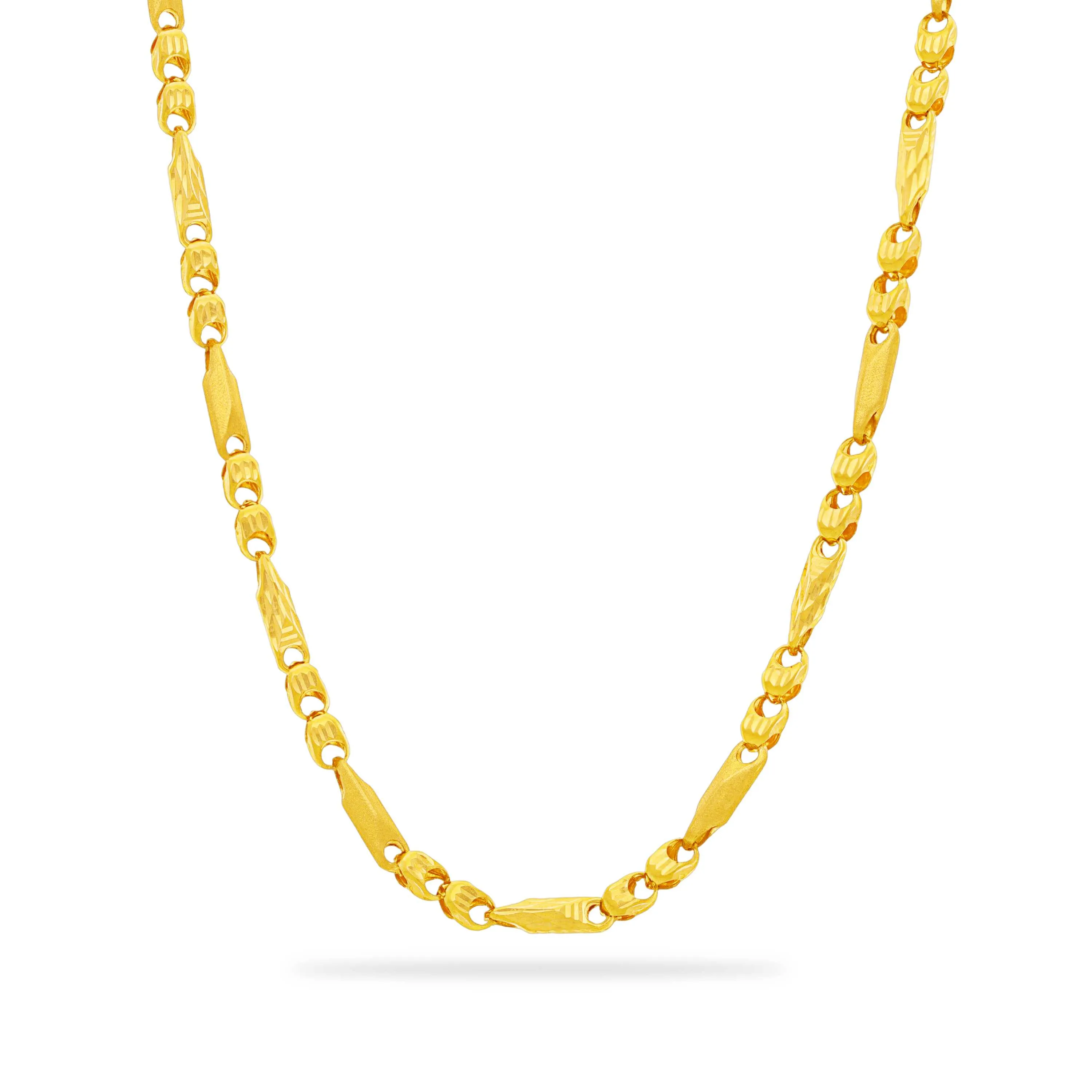 Matte Finished And Detailed 22KT Gold Chain