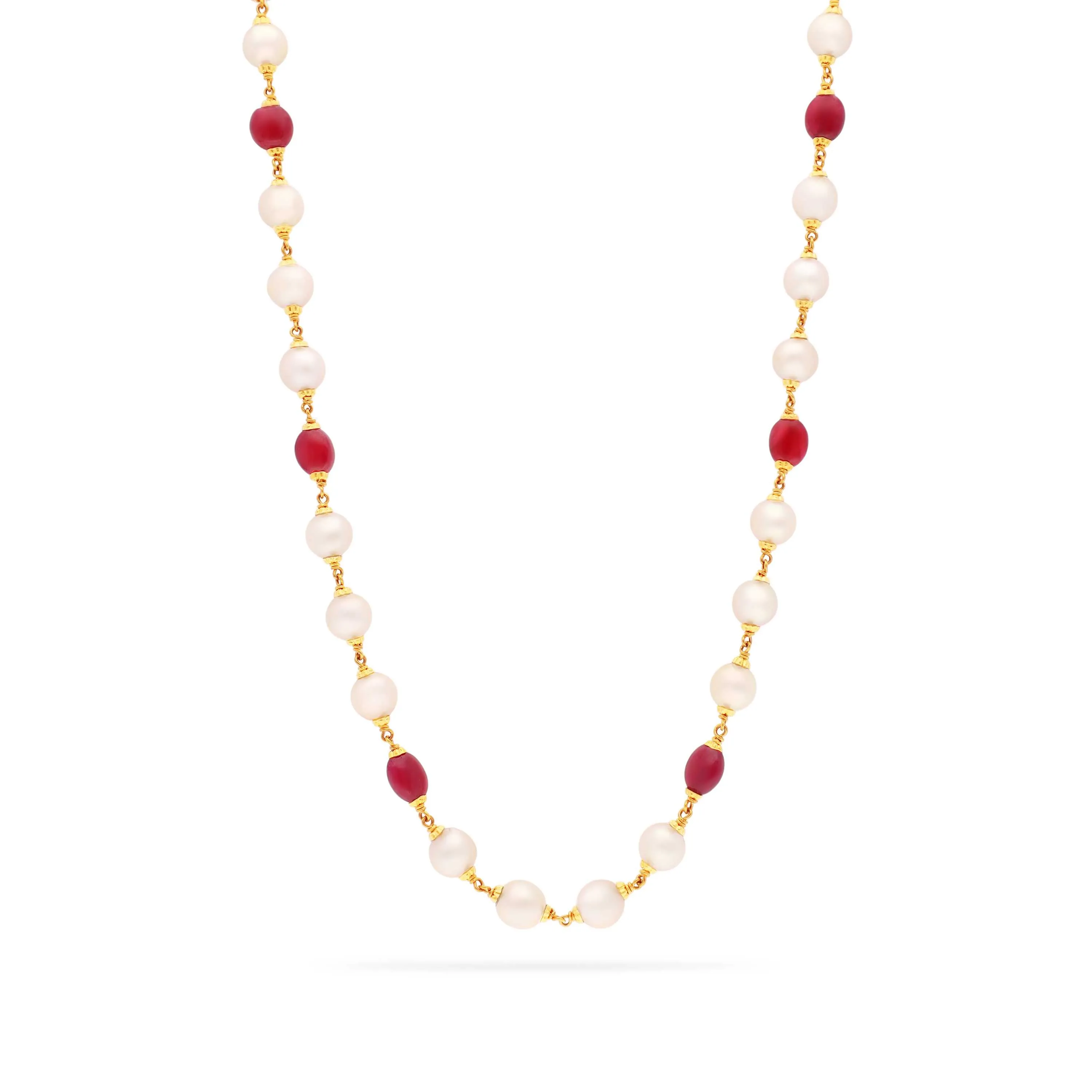 Traditionally Crafted And Studded 22KT Gold Beads Chain