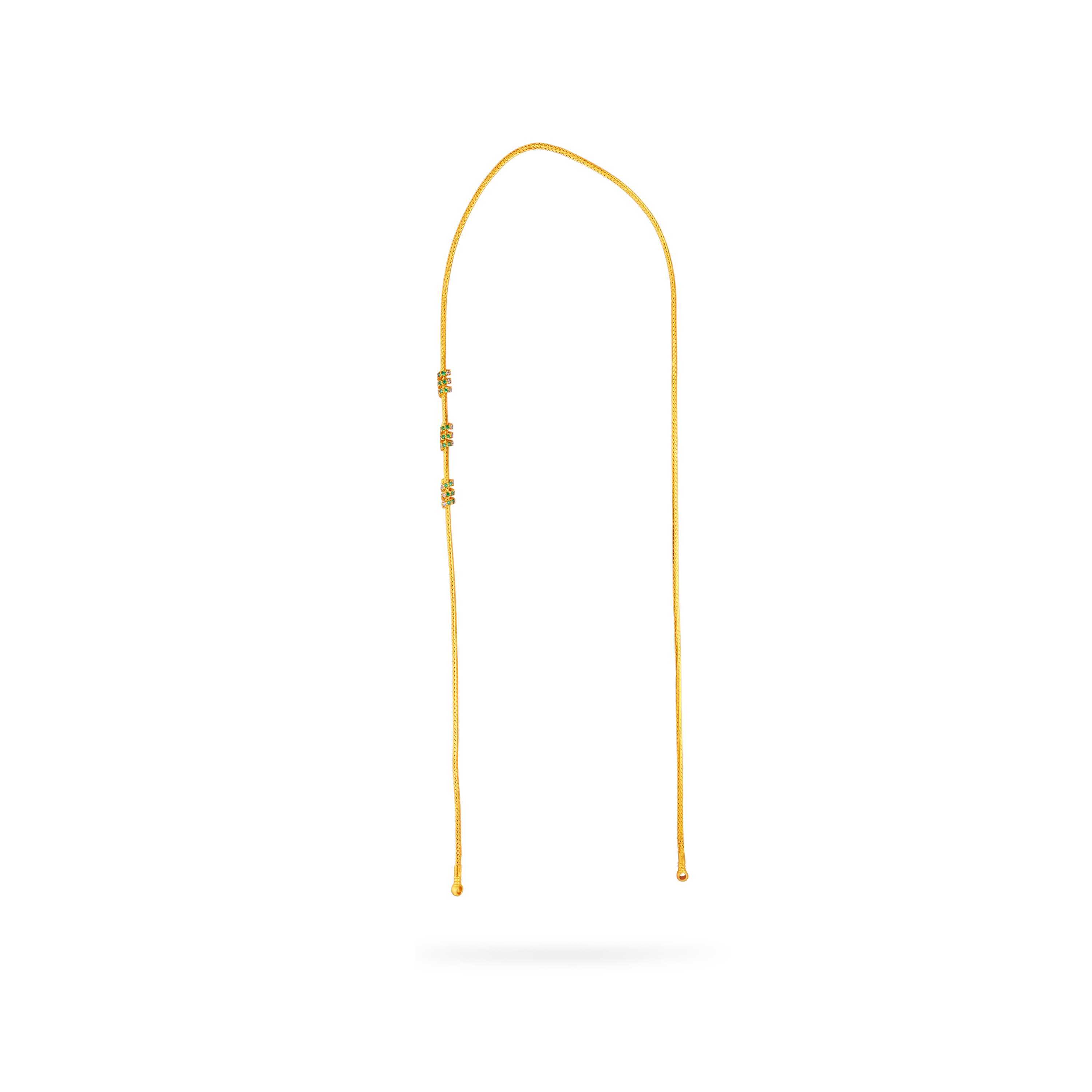 Charmingly Detailed 22KT Gold Kodi Chain With Stone Mogappu