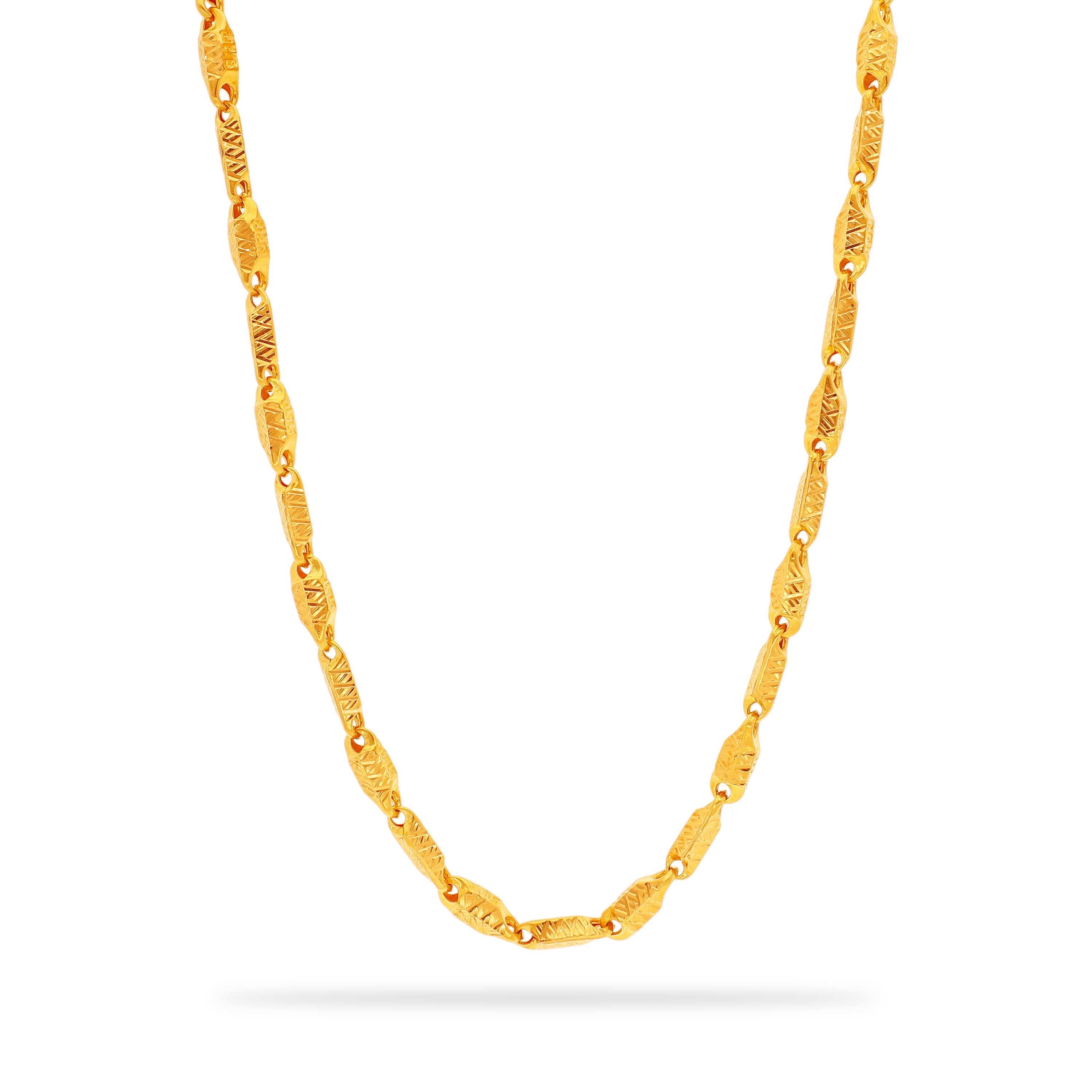 Casual Wear Intricately Crafted 22KT Gold Choco Chain