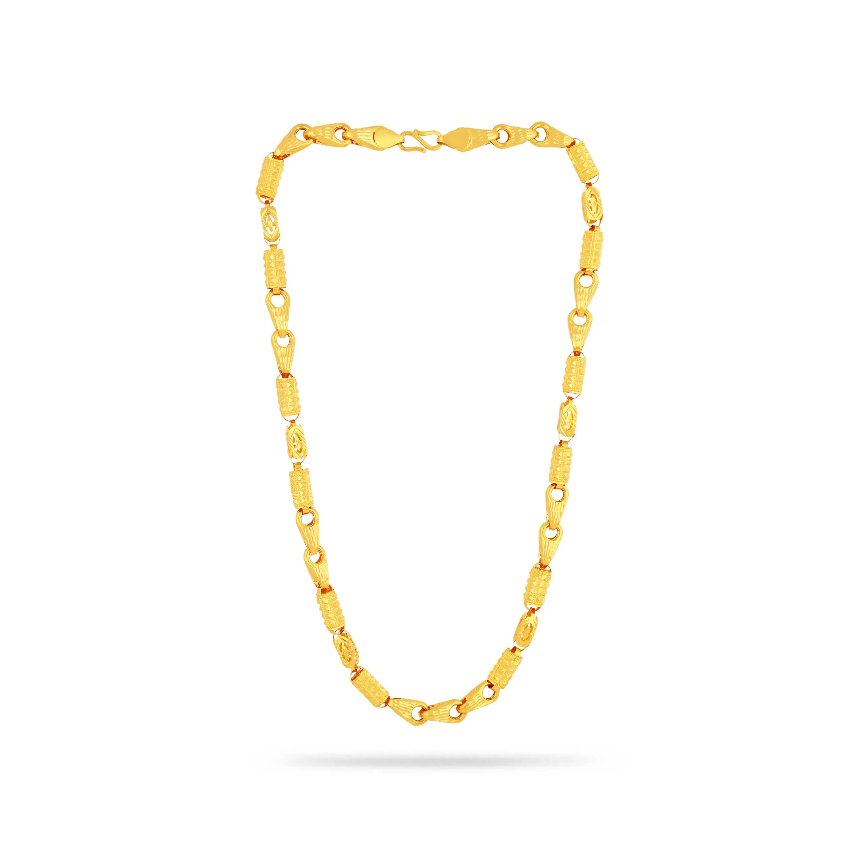 Matte Finished And Detailed 22KT Gold Chain For Men