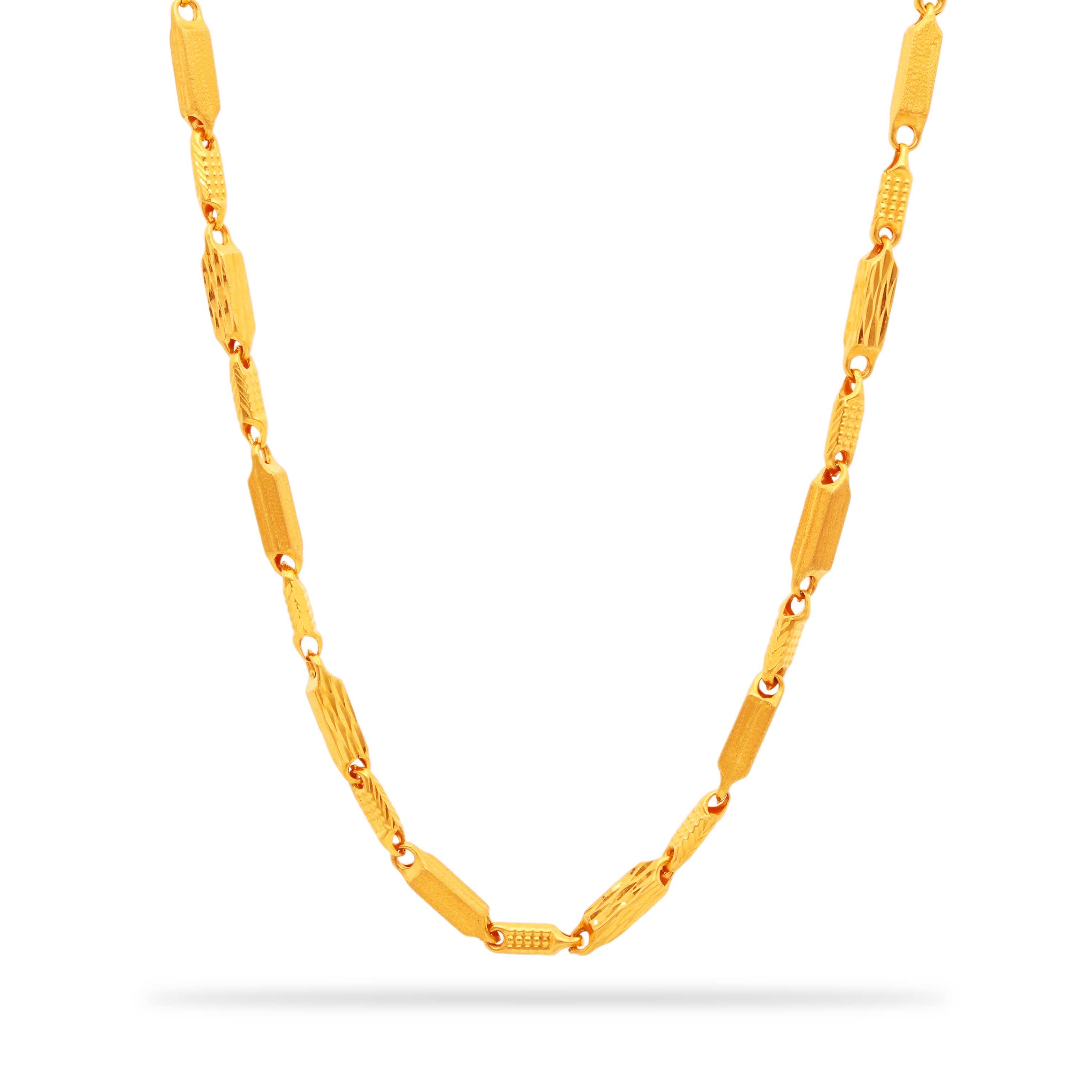 Classic Matte Finished And Detailed 22KT Gold Chain For Men