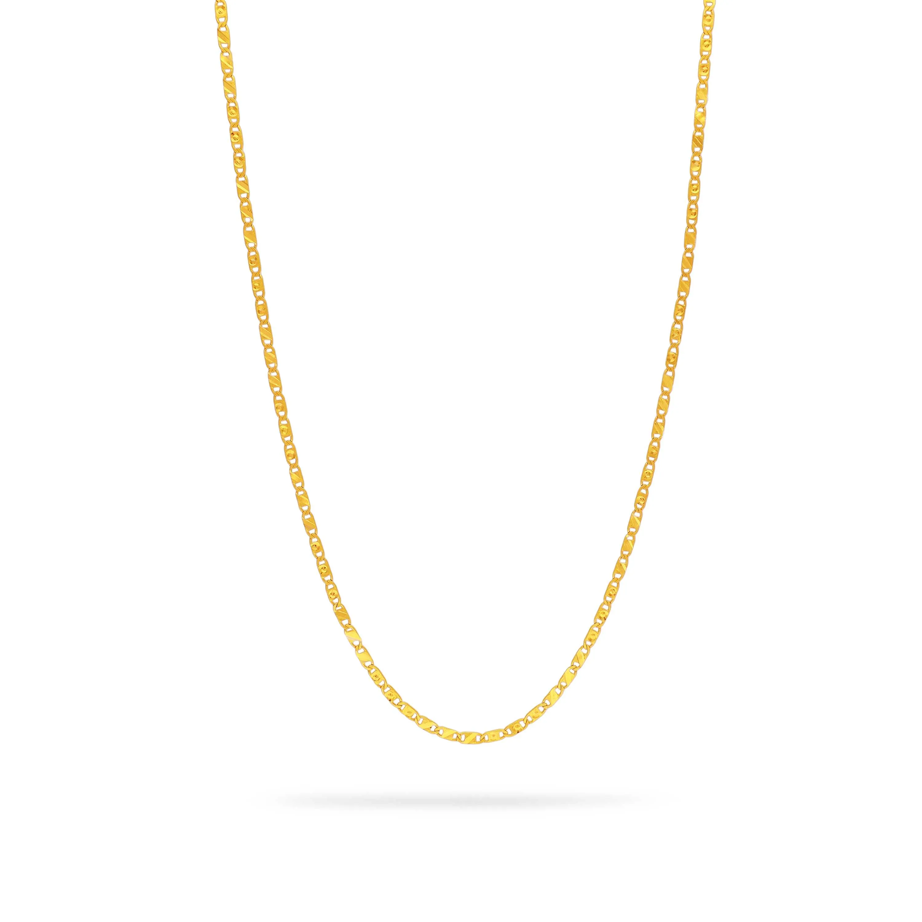 Classic Matte Finished Nawabi Pattern 22KT Gold Chain For Men