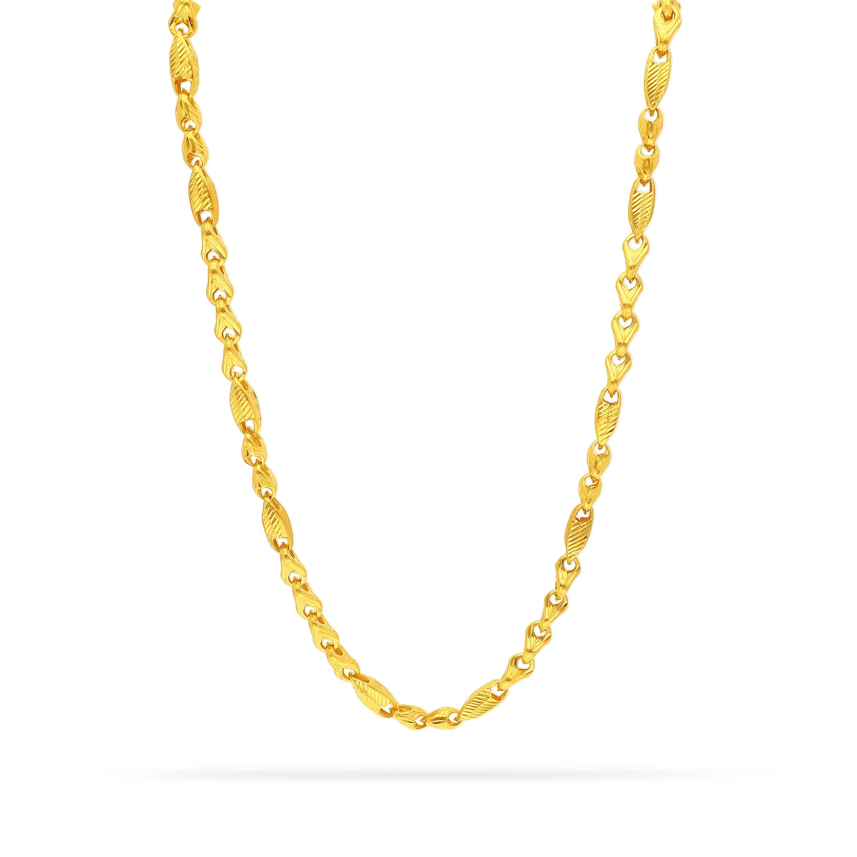 Classic Matte Finished Nawabi Pattern 22KT Gold Choco Chain For Men