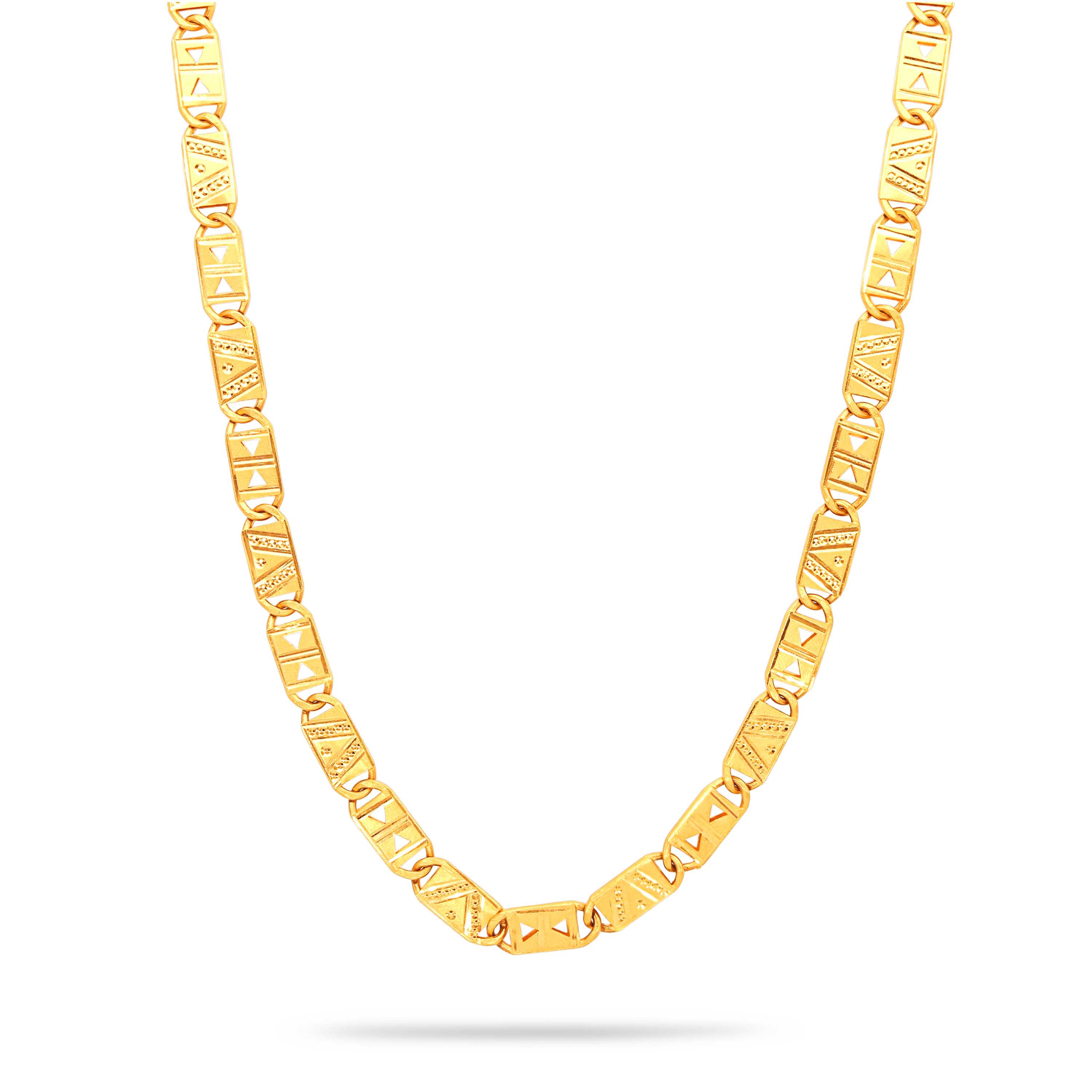 Classic Matte Finished Nawabi Pattern 22KT Gold Chain For Women