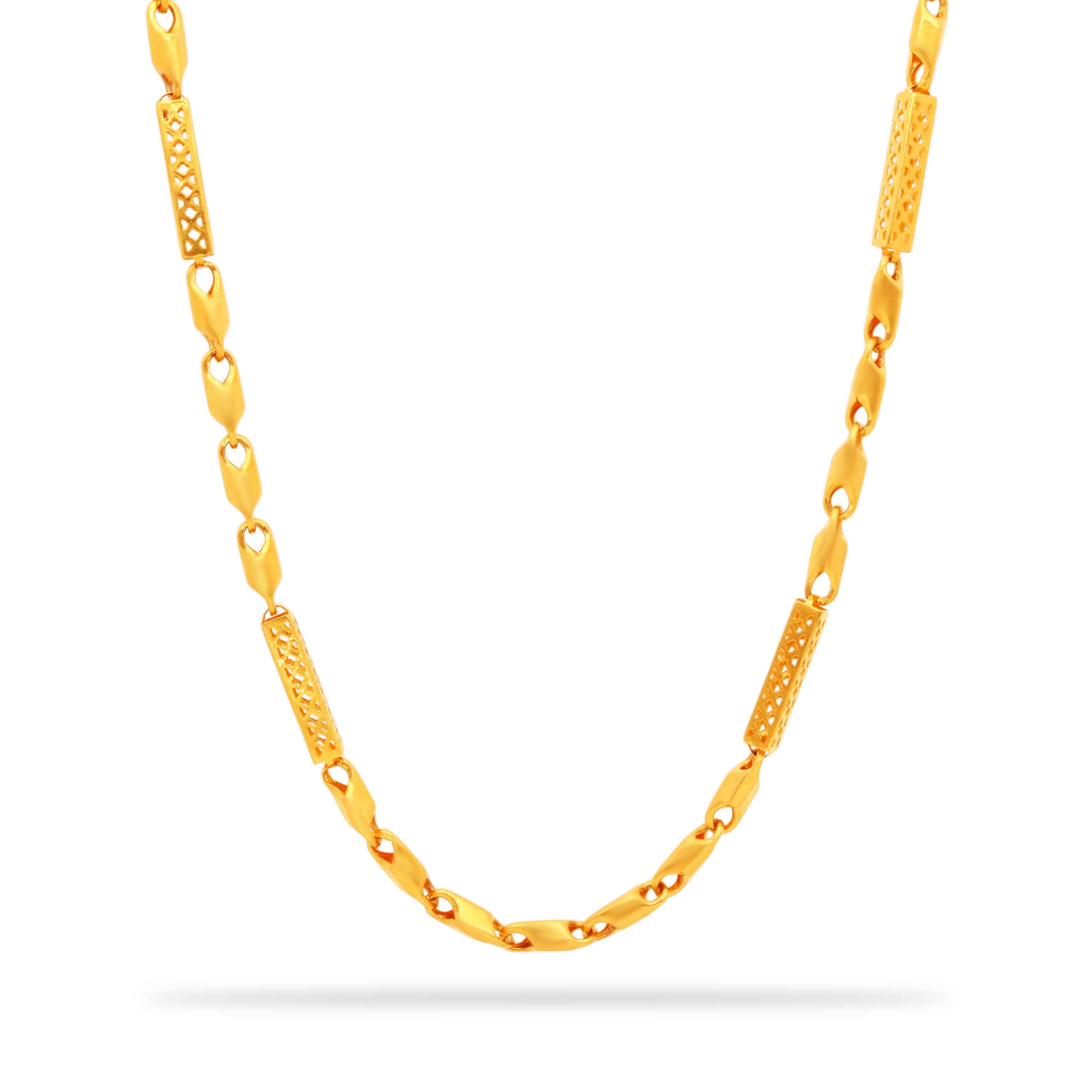 Classic Finely Detailed 22KT Gold Choco Chain For Men