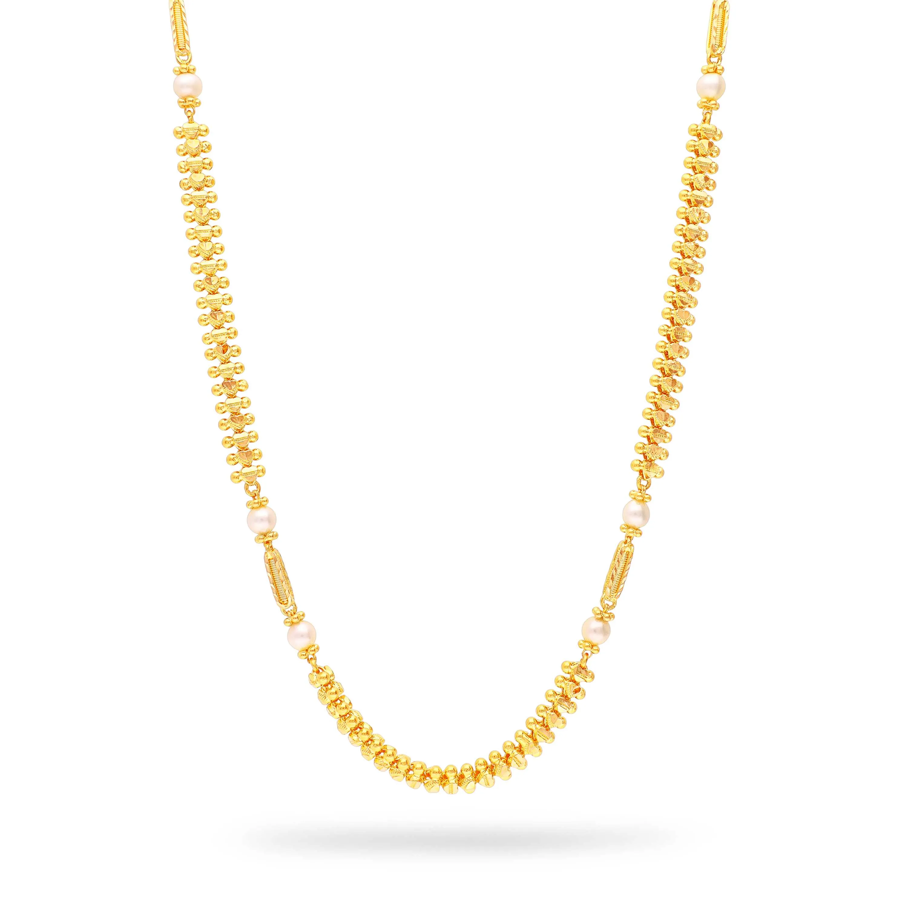 Detailed And Crafted 22KT Gold Beads Chain