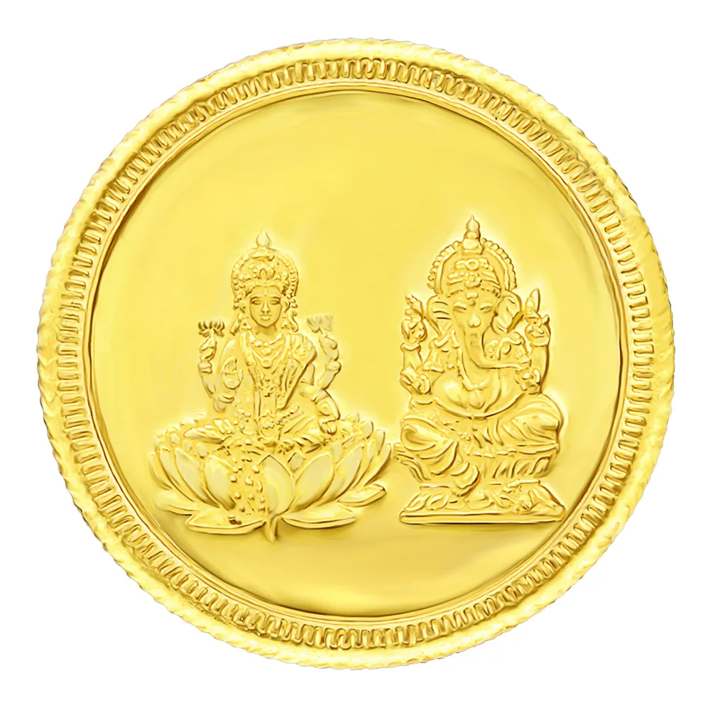 2 gm Goddess Lakshmi & Lord Ganesha 22K 916 BIS Hallmarked Gold Coin