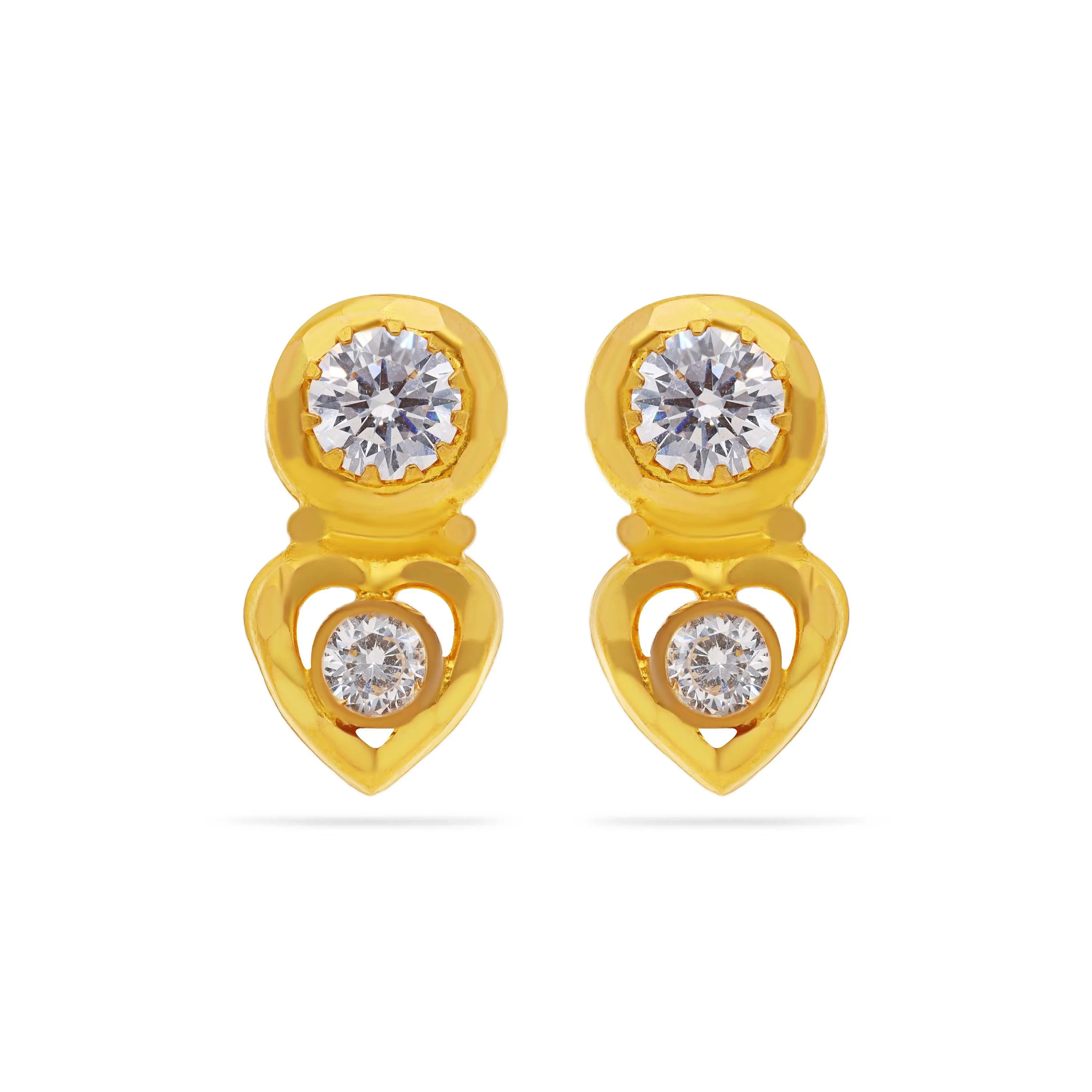 Gorgeously Detailed And Studded 22KT Gold Studs For Women