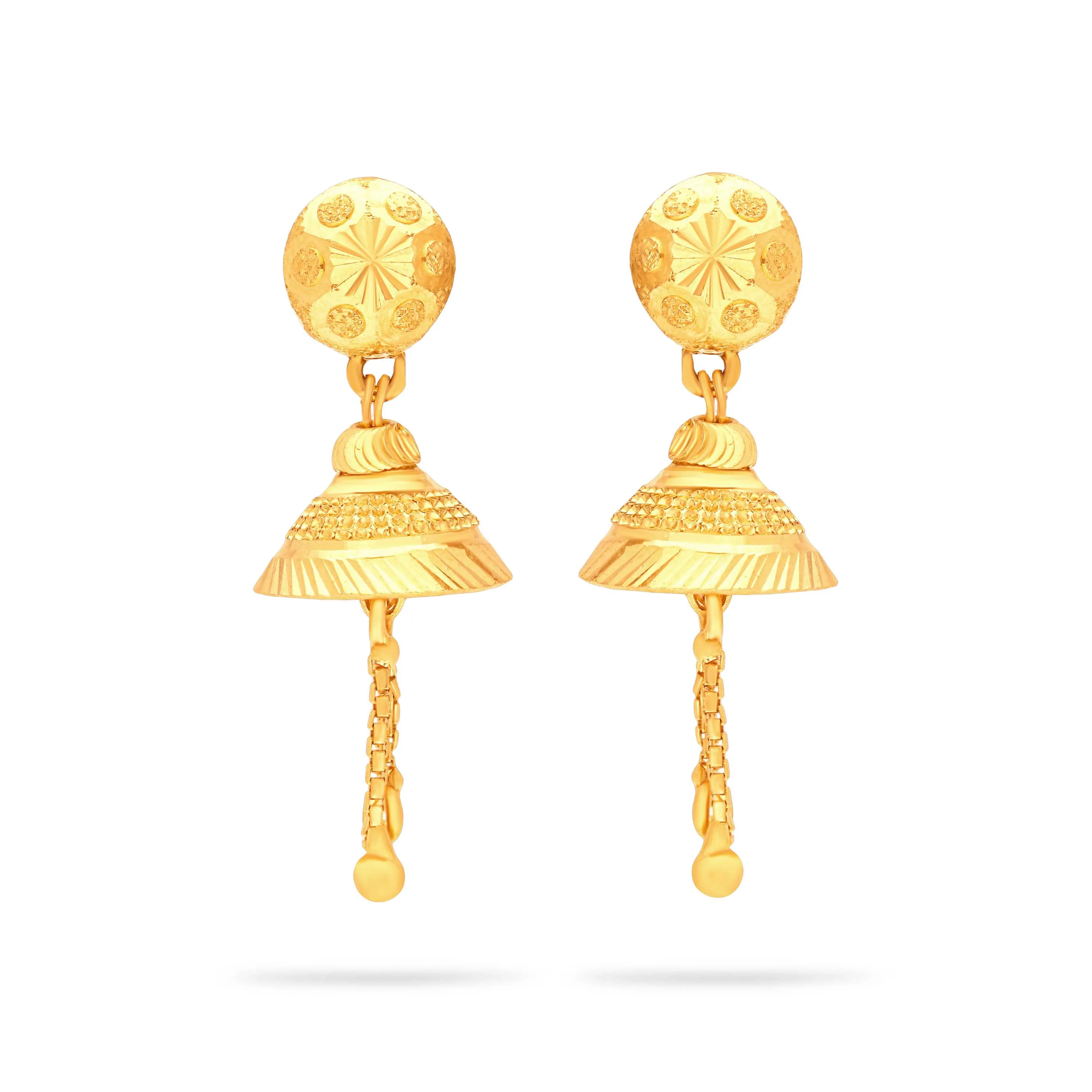 One Of Its Kind Rajkot Pattern 22KT Gold Drops For Women