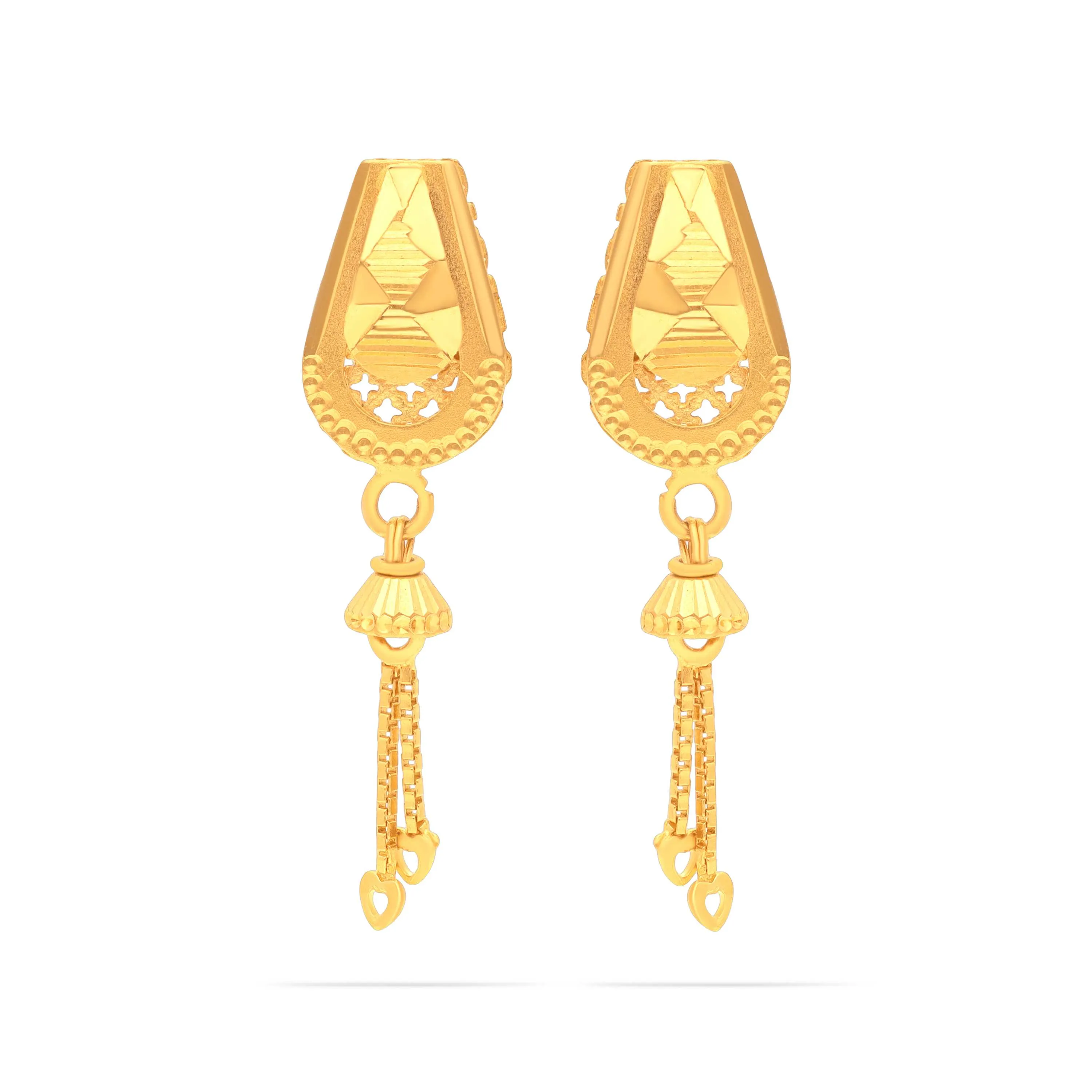Classic Matte Finished And Rajkot Pattern 22KT Gold Drops