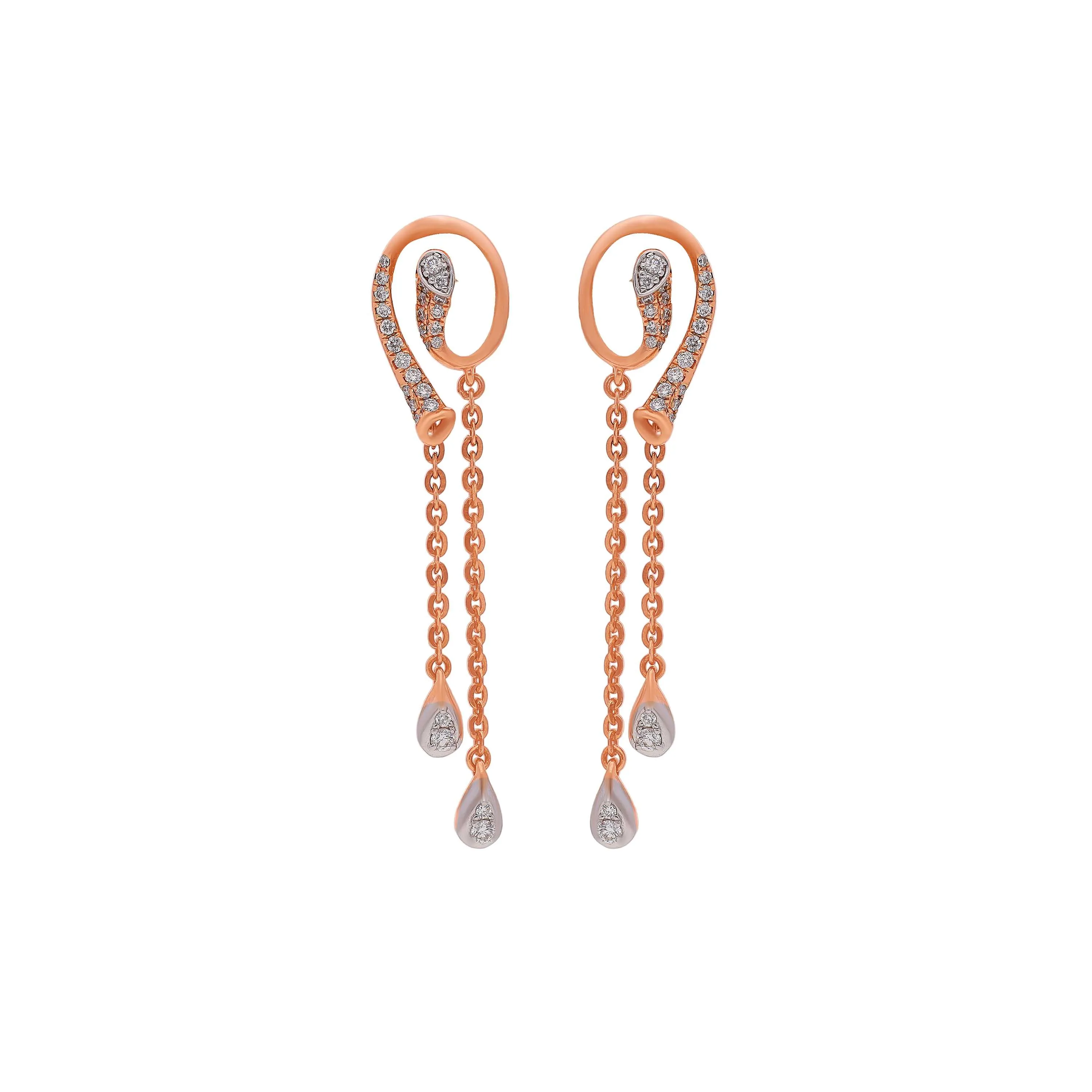 Charmingly Detailed And Diamond Studded 18KT Rose Gold Studs