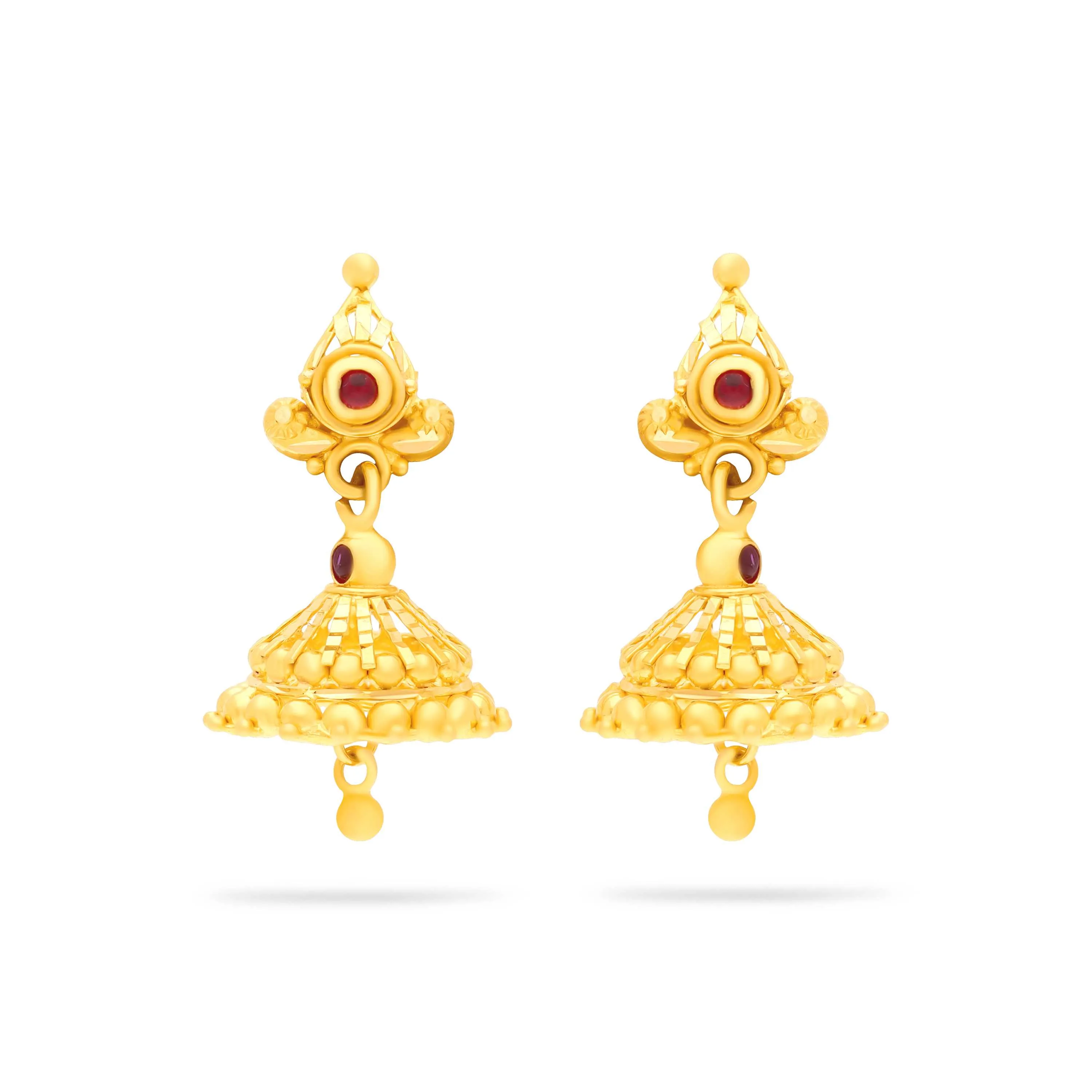 Charmingly Detailed And Studded 22KT Gold Drops For Women