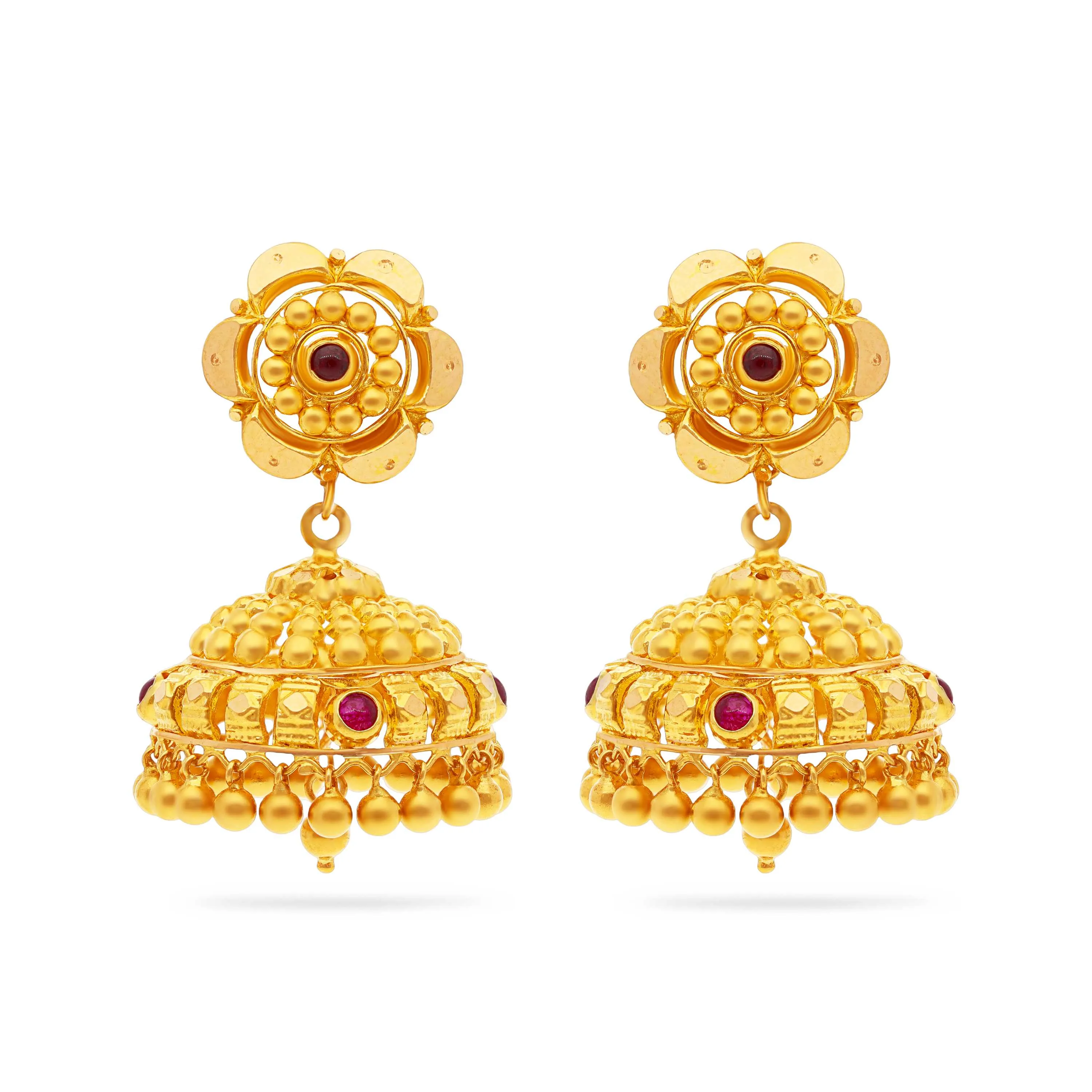 Studded And Detailed 22KT Gold Drops For Women