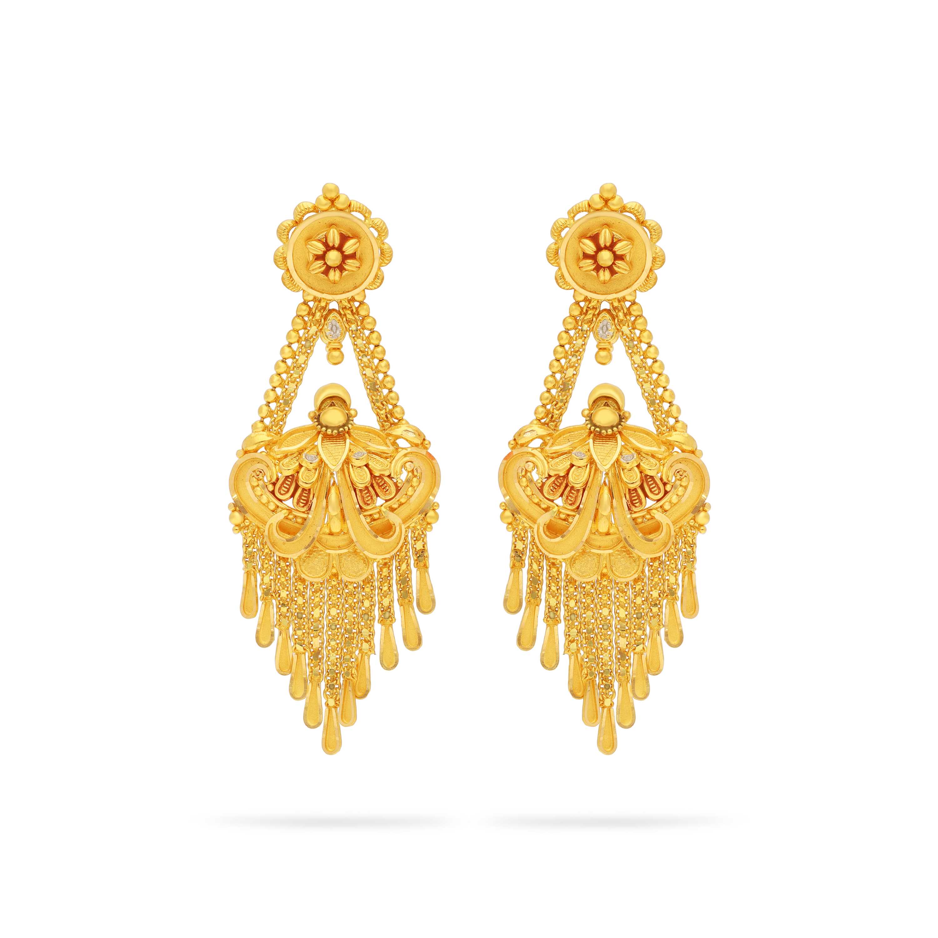 Classic Matte Finished Bombay Pattern 22KT Gold Studs For Women