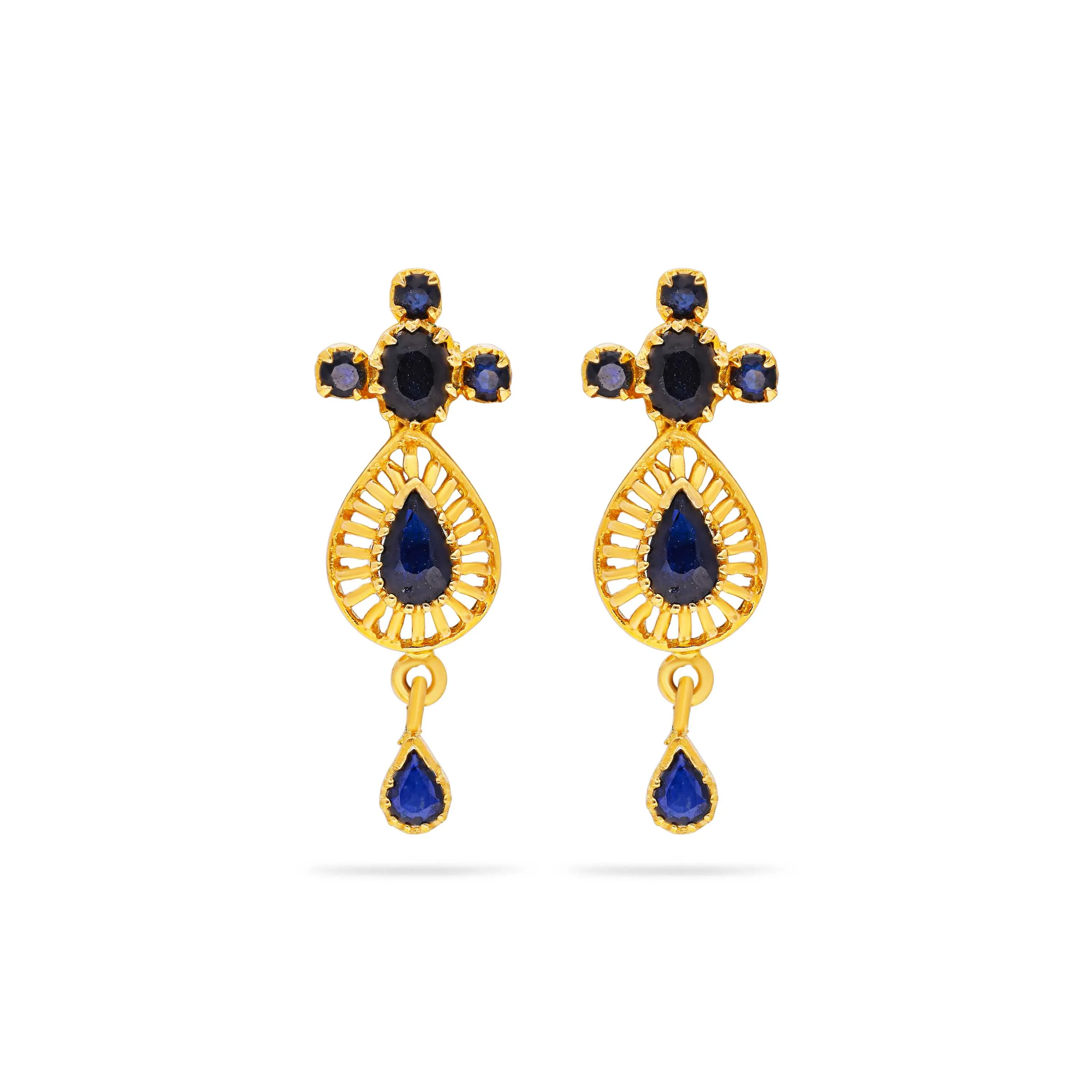 Finely Detailed And Studded 22KT Gold Drops For Women