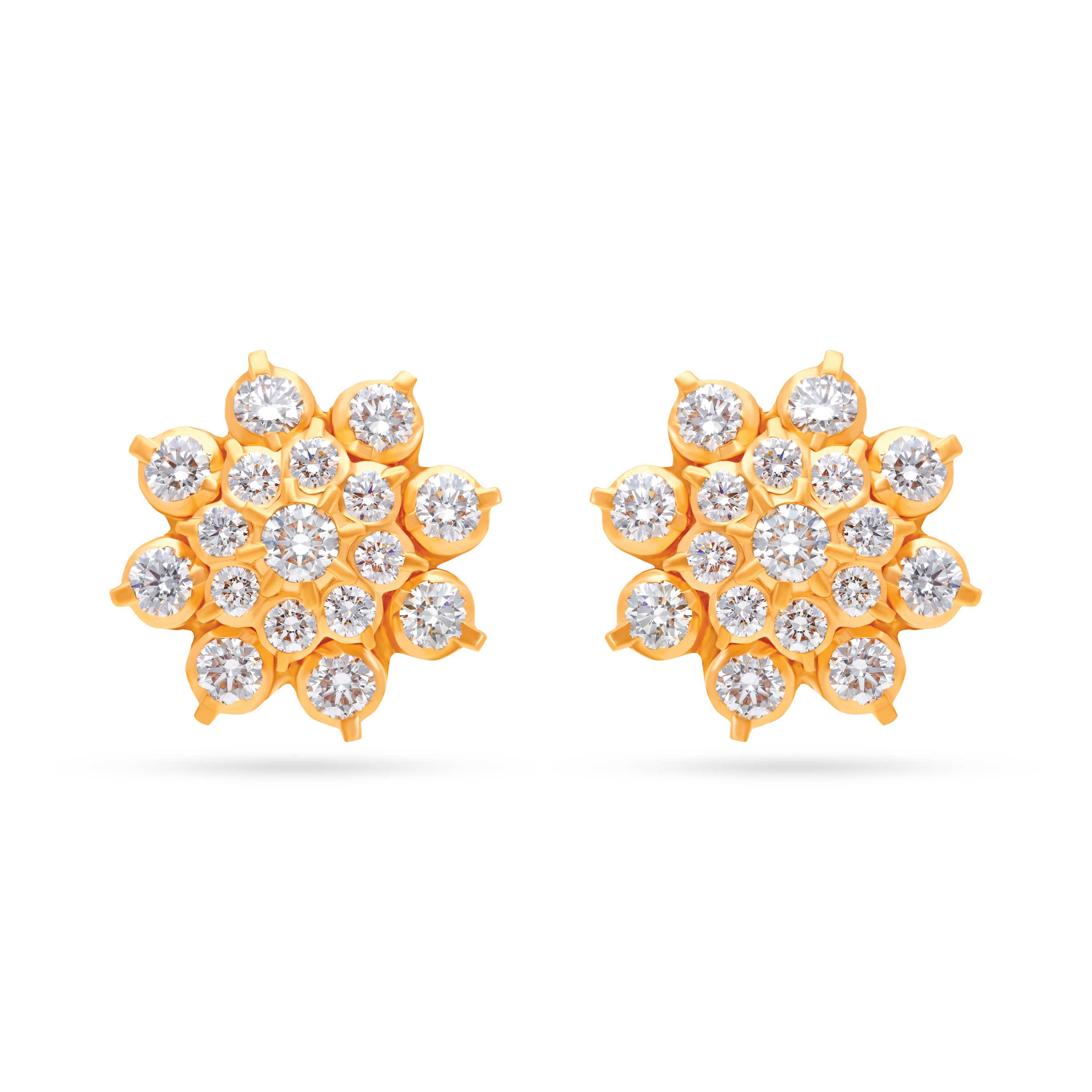 Traditional Diamond Studs Set in 22KT Gold