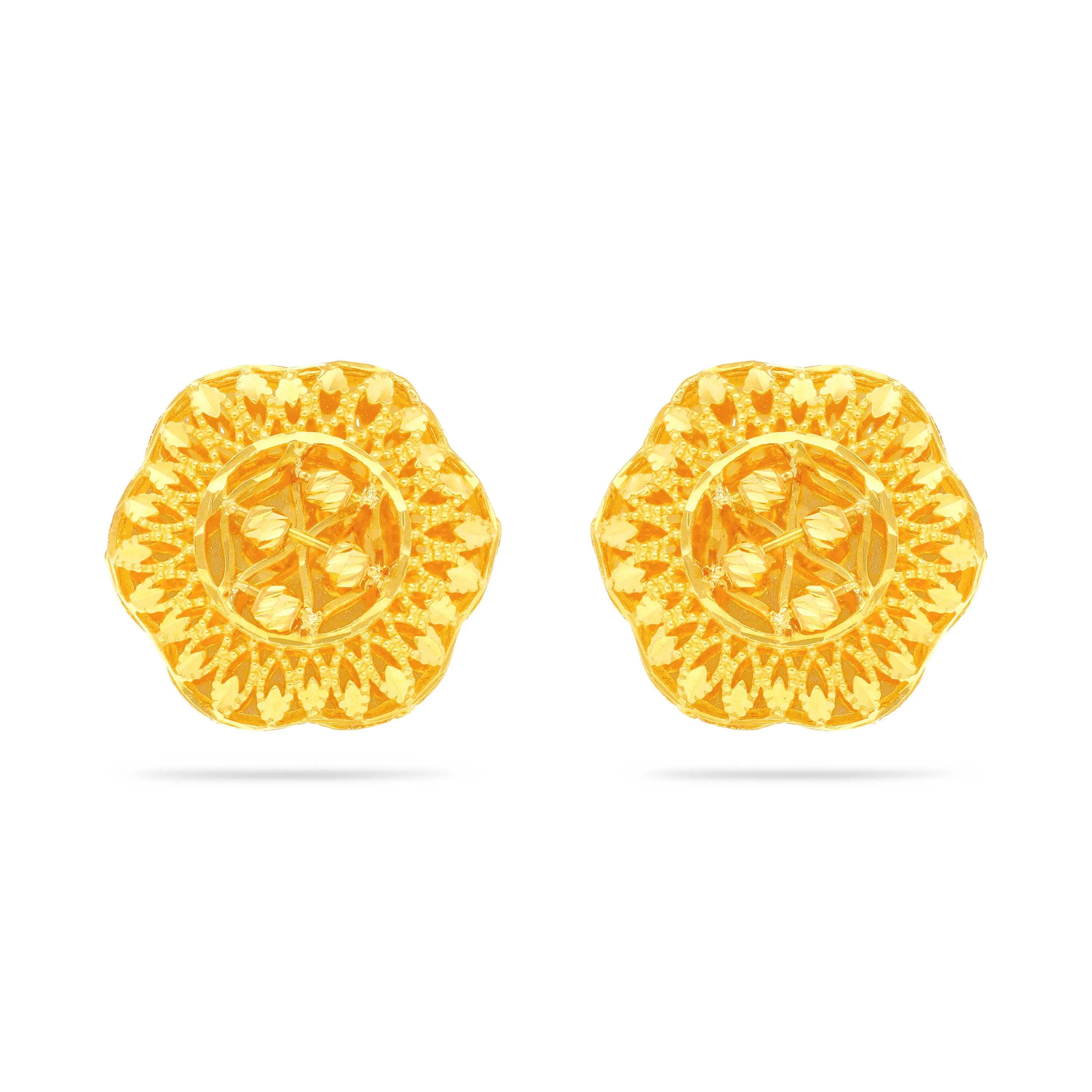 Classic Finely Detailed And Crafted 22KT Gold Studs For Women