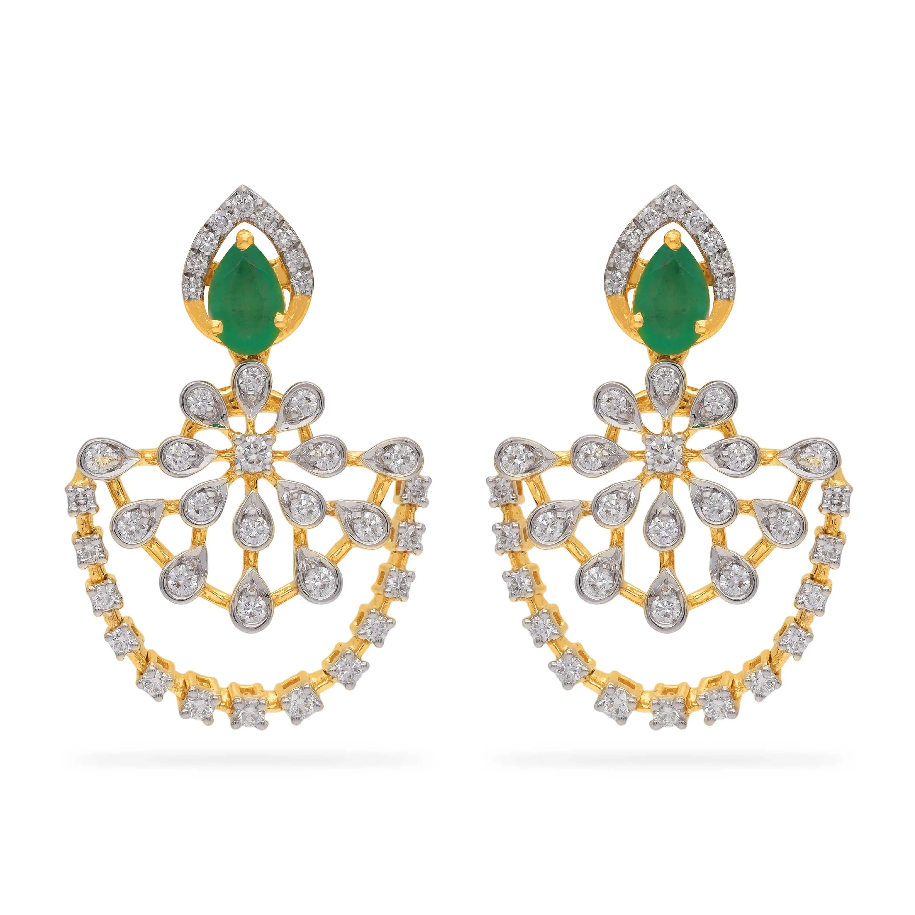 Charmingly Detailed And Diamond Studded 18KT Yellow Gold Studs