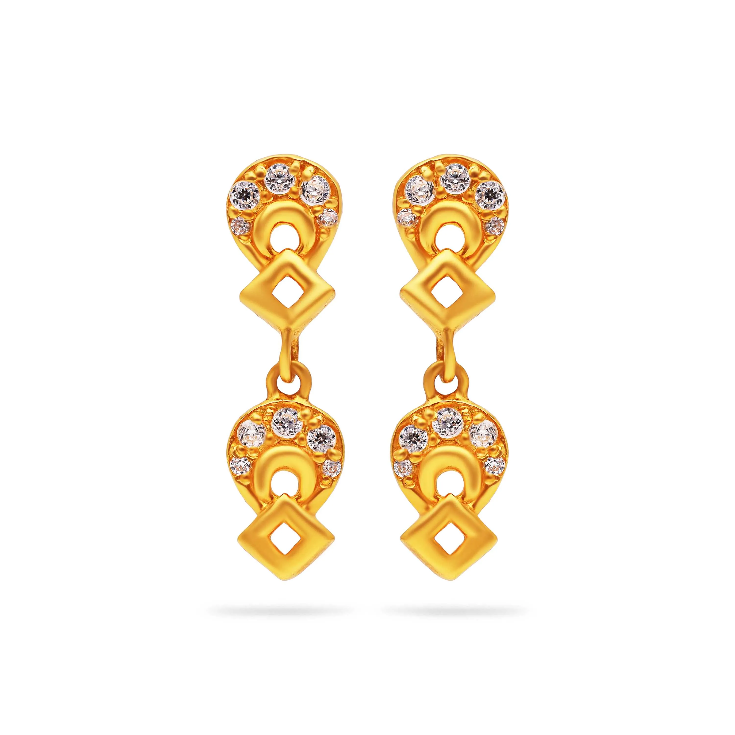 Specially Crafted And Studded 22KT Gold Drops For Women