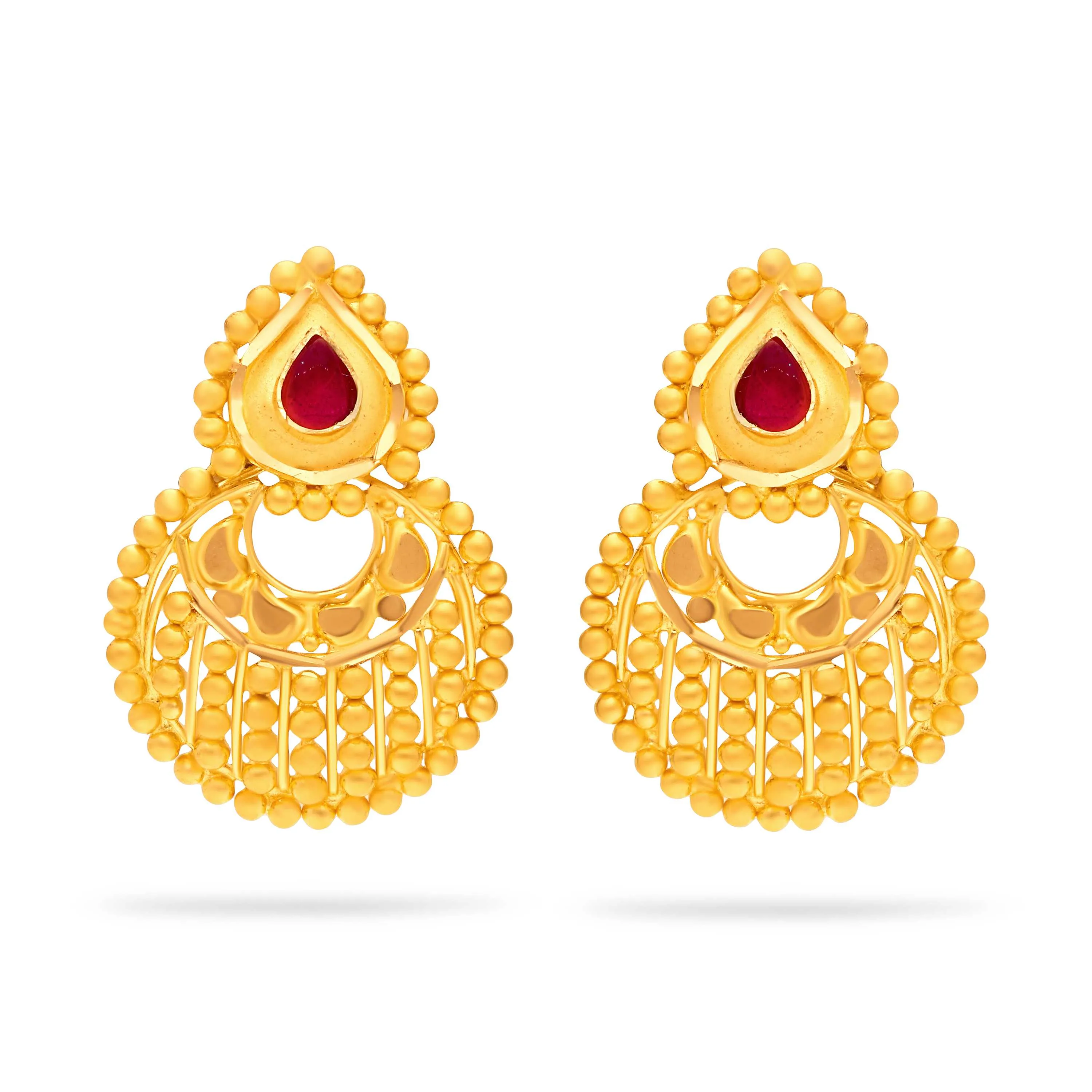 Gorgeous Matte Finished And Studded 22KT Gold Drops