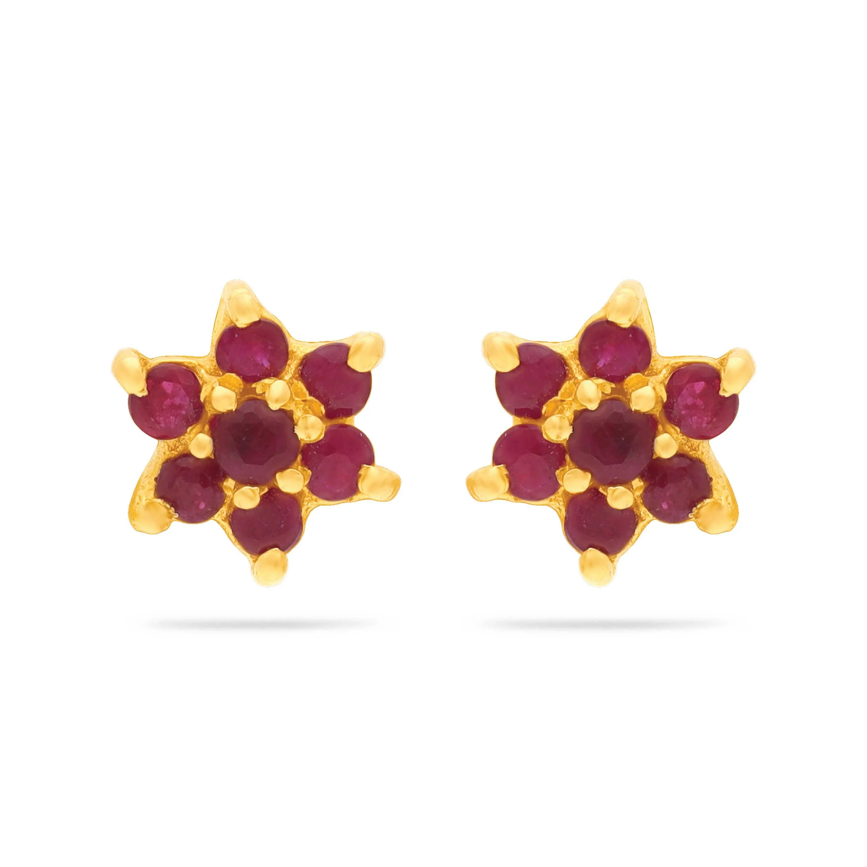 One Of Its Kind Ruby Studded And Detailed 22KT Gold Studs For Women