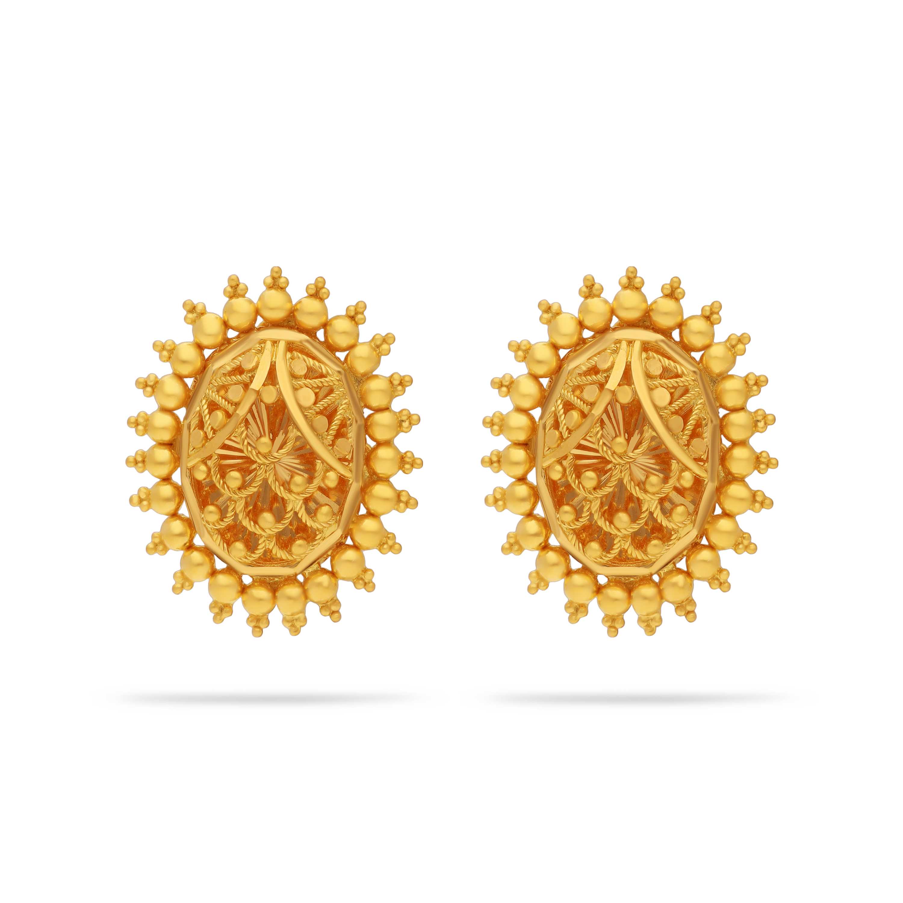 Specially Crafted And Detailed Bombay Pattern 22KT Gold Studs