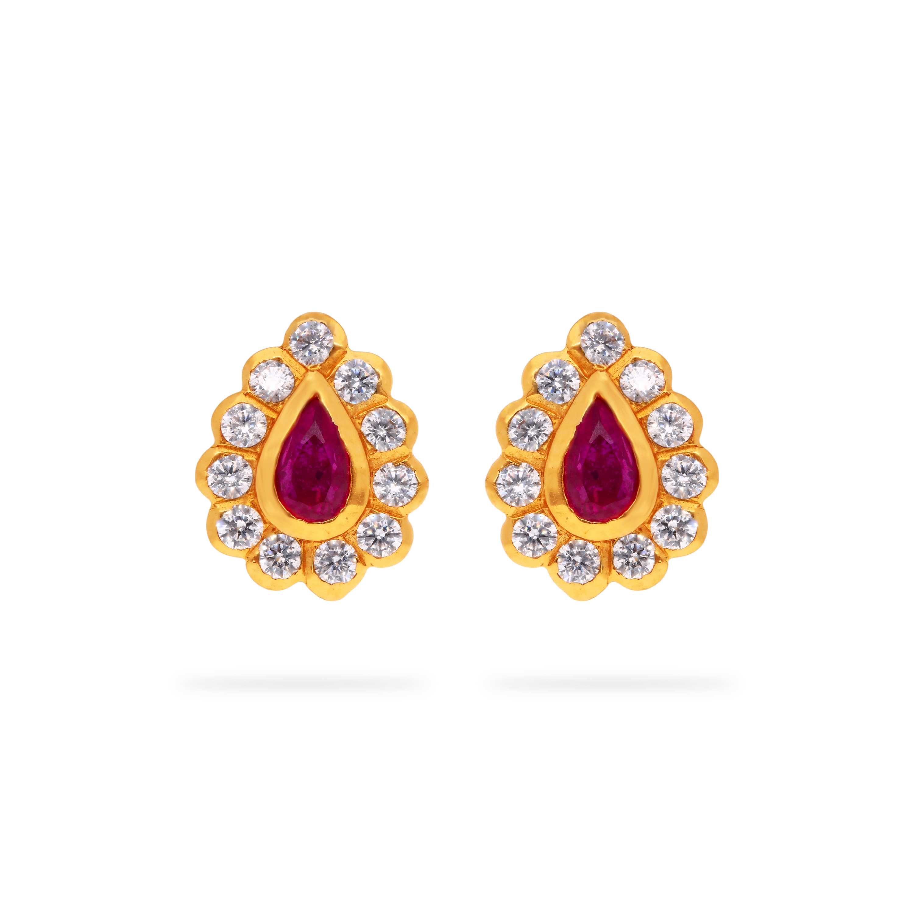 Gorgeously Detailed And Studded 22KT Gold Close Setting Studs For Women