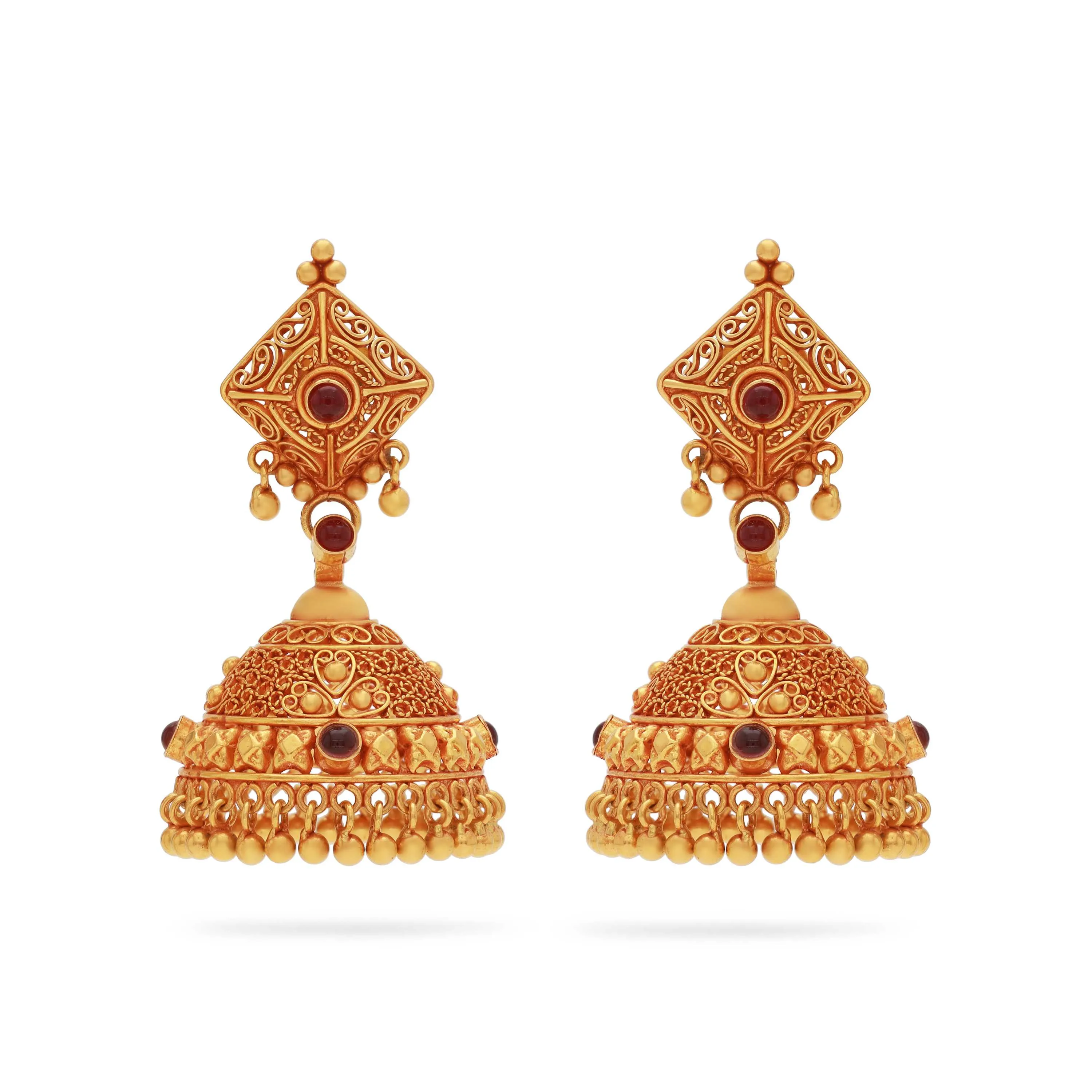 Traditionally Crafted And Detailed 22KT Gold Drops For Women